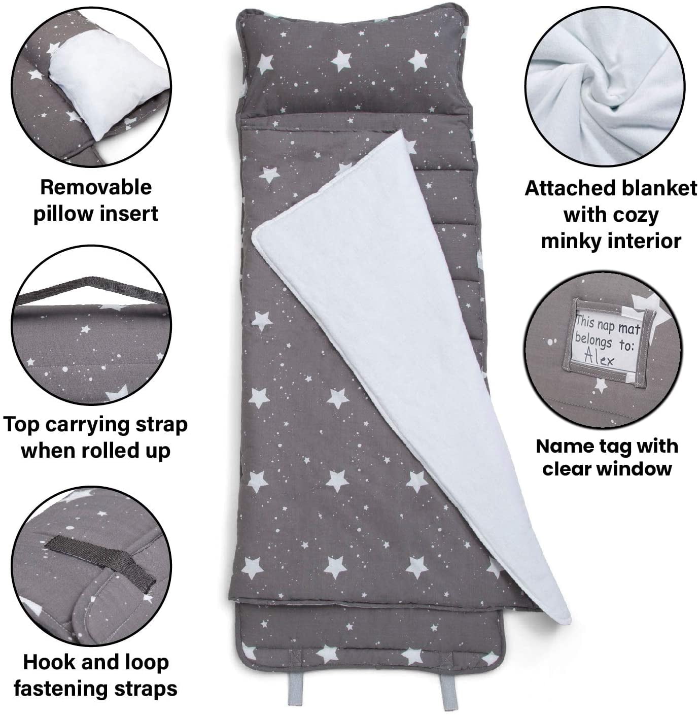 Nap Mat with Pillow & Blanket for Toddlers and Kids - Cozy Rollup ...