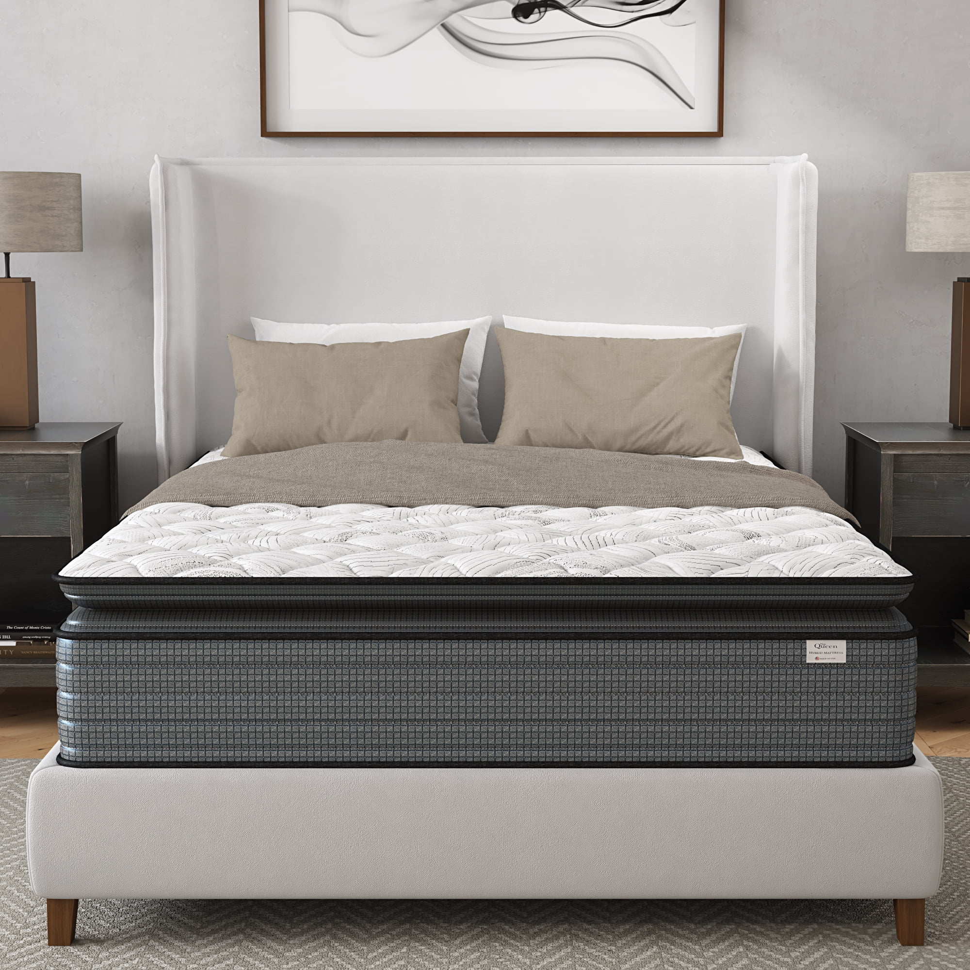 NapQueen Isabella 14'', Twin-XL Hybrid Pillow Top Mattress, Fiberglass ...