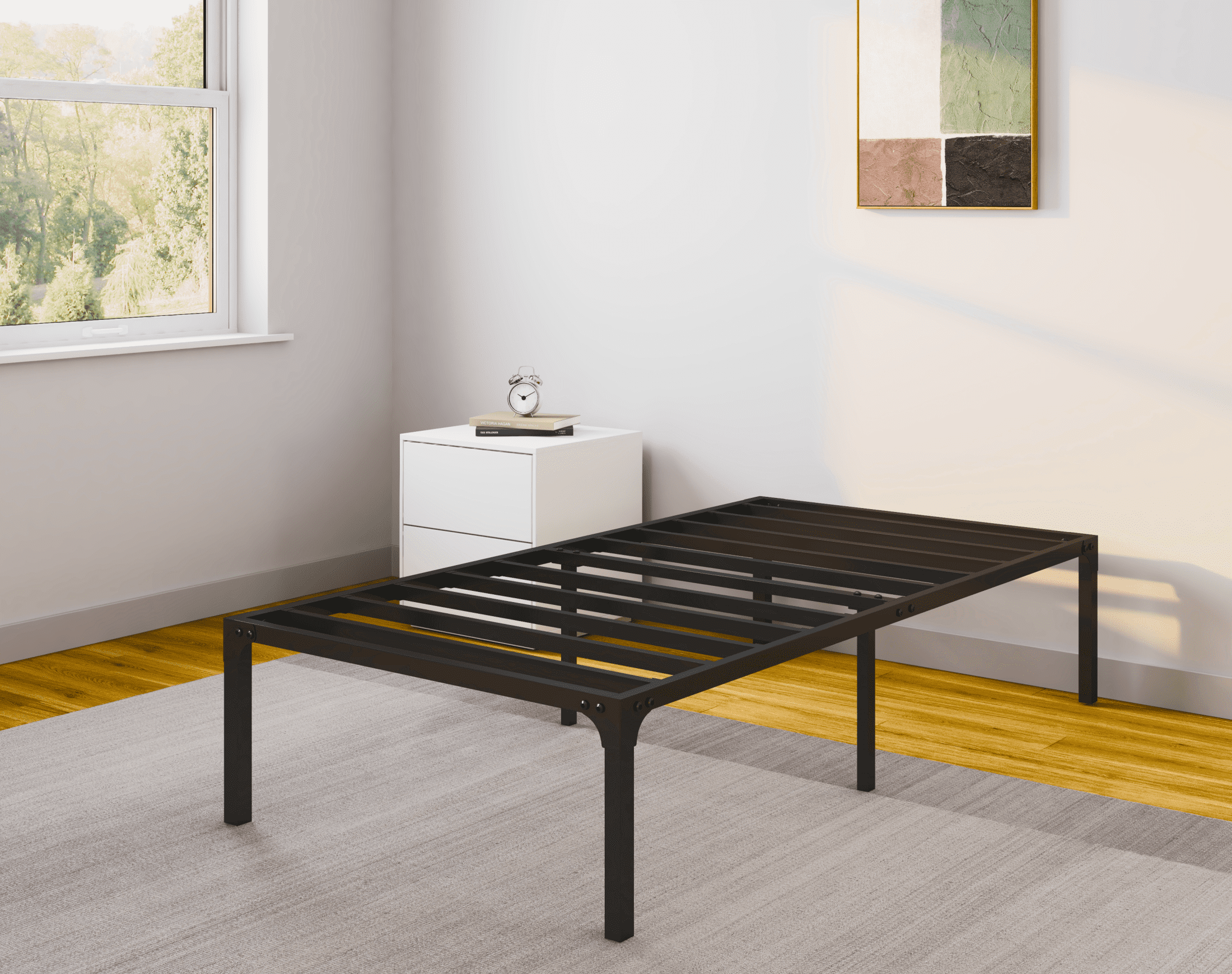 NapQueen ZETA Twin Heavy Duty Steel Bed Frame, Easy Assembly, Sturdy up ...