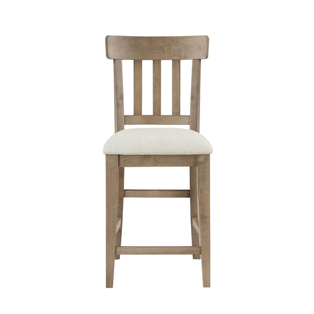 Napa 26 in. Weathered Sand Counter Chair with Cream Cushion Seat (Set ...