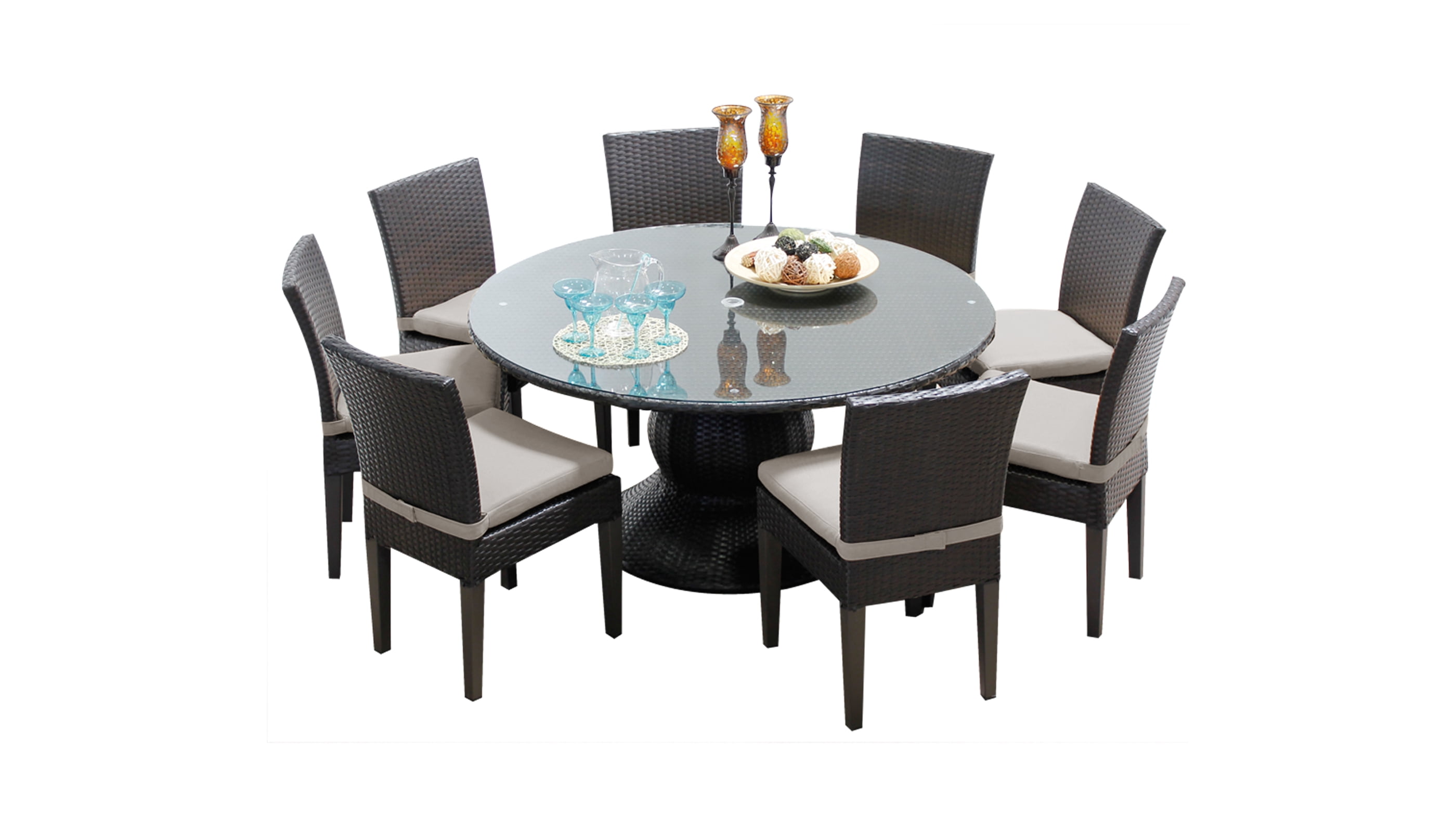 Napa 60 Inch Outdoor Patio Dining Table with 8 Armless Chairs - Walmart.com