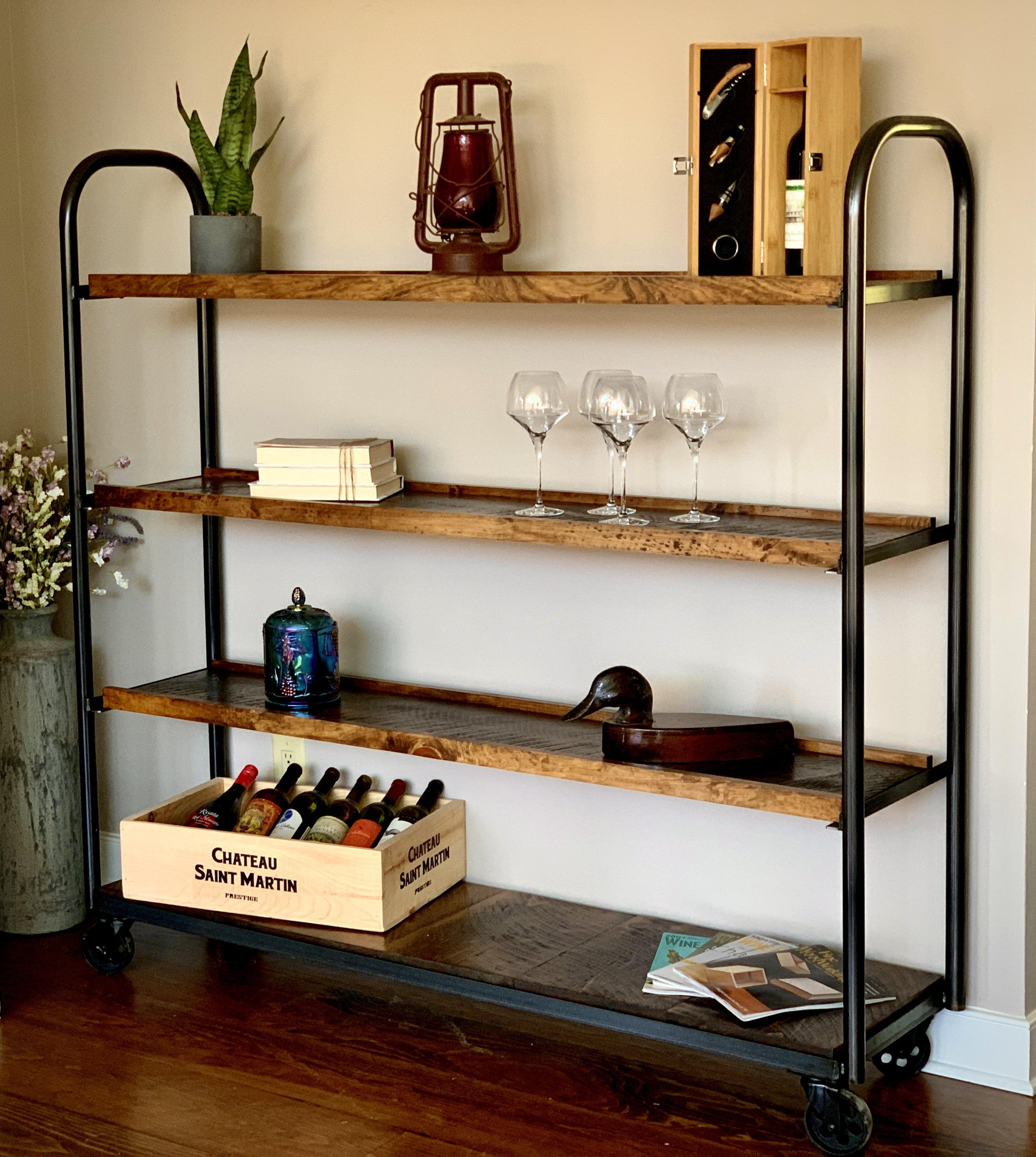 Napa East Mill and Foundry 4-Shelf Solid Wood Cart in Early American ...
