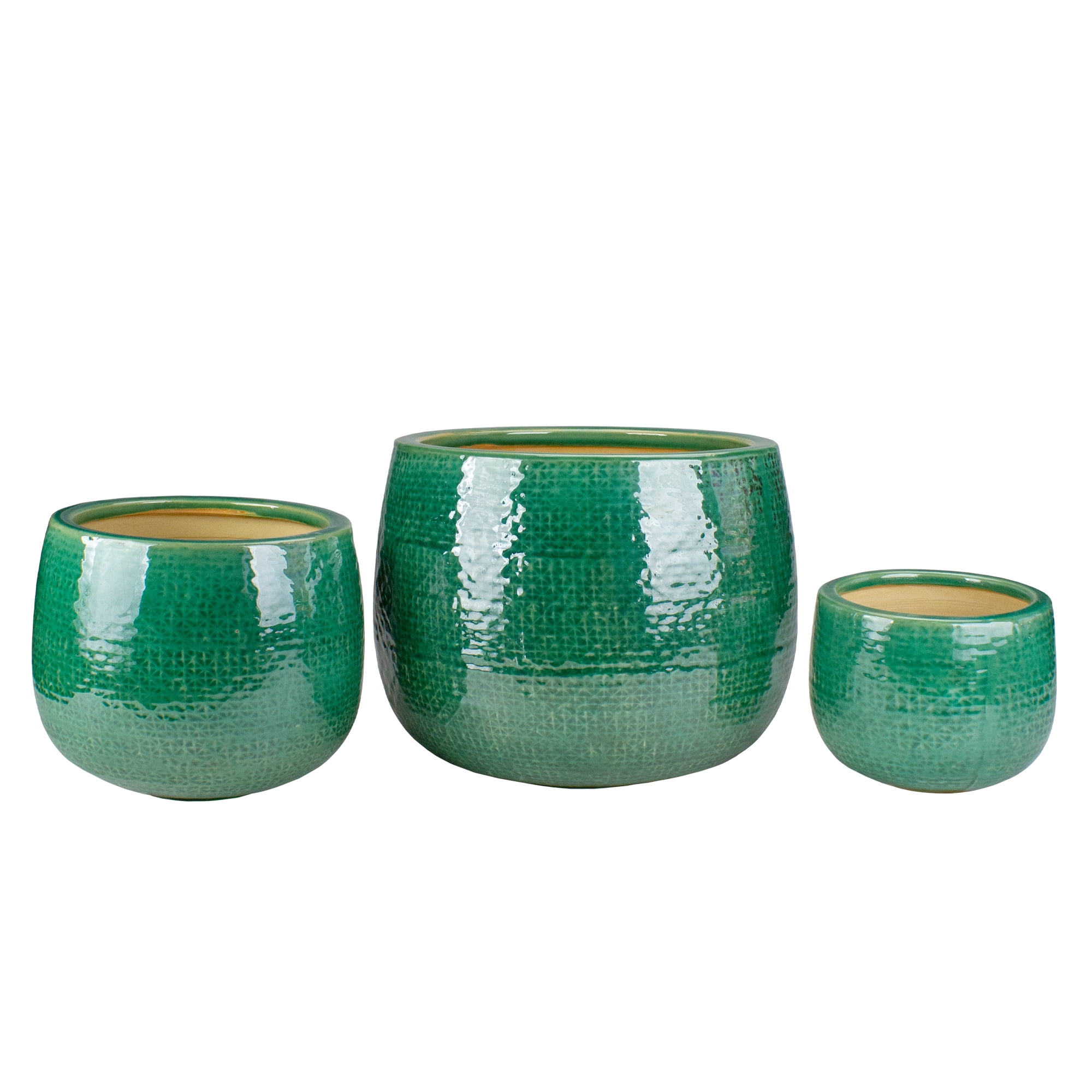 Napa Home & Garden Set of 3 Green and White Textured Planter Set 10.5 ...