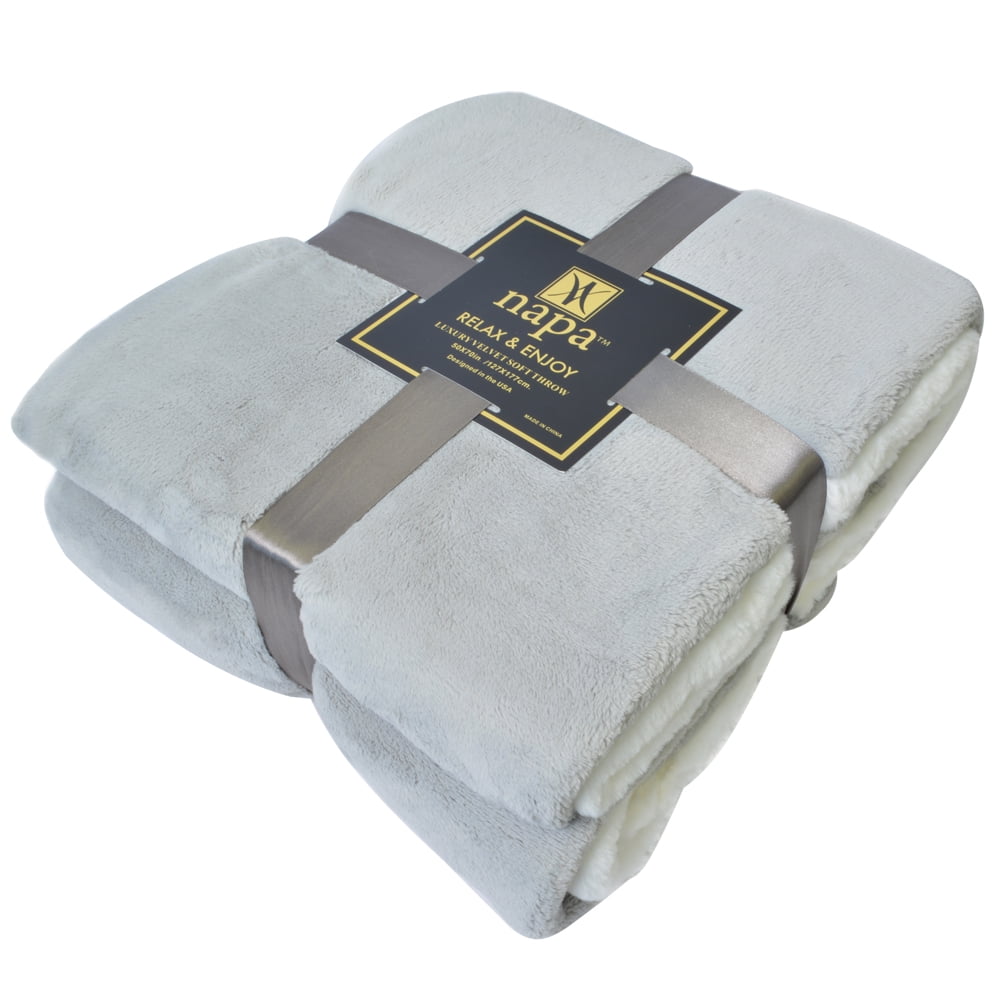 Napa Super Soft Velvet Plush Throw Blanket, Reversible Fuzzy Solid ...
