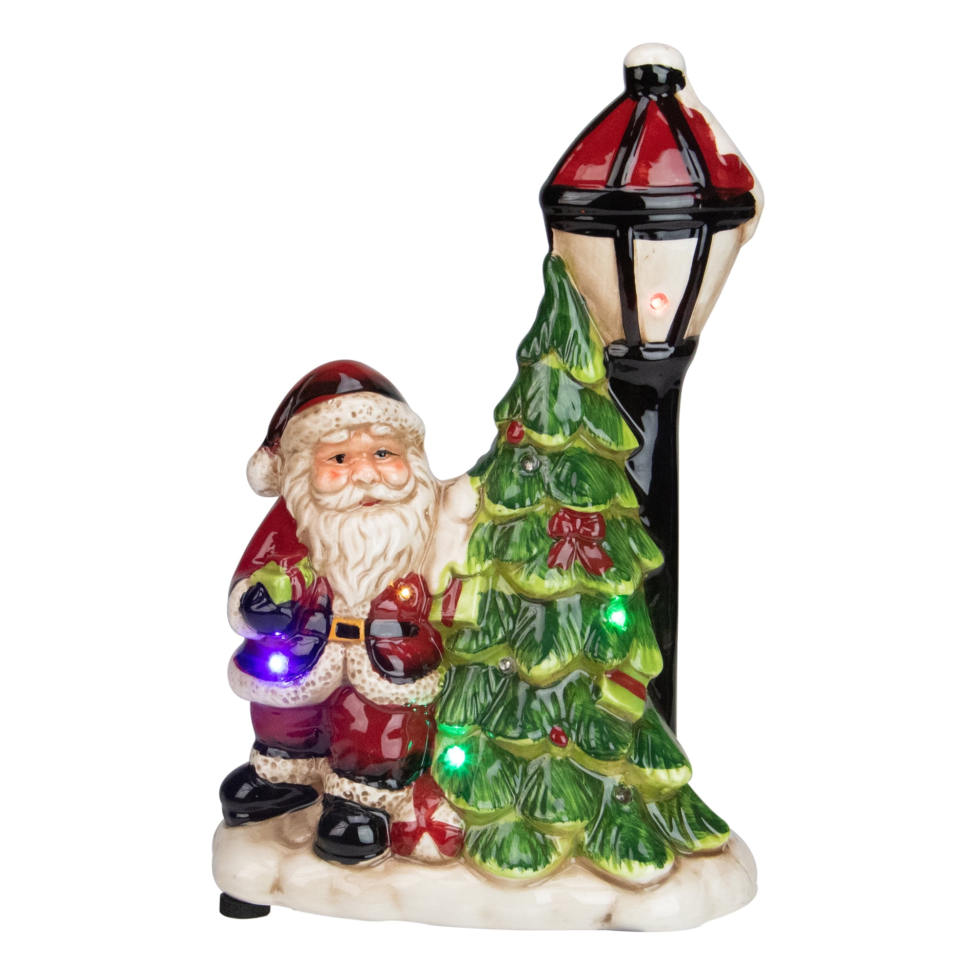 Napco 10.75" Musical LED Santa Light-Post Christmas Figurine - Walmart.com