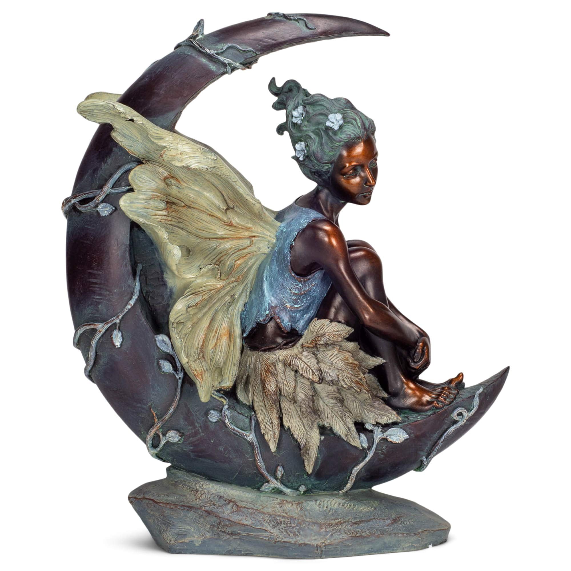 Crescent Moon Fairy Bronze Tone and Ivory 19.75 Inches Polyresin ...