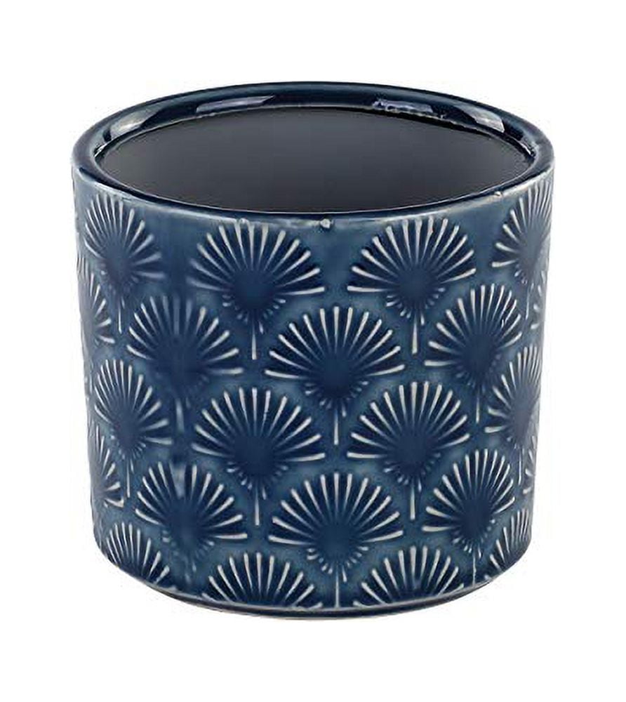Napco 22098 Embossed Fan Ceramic Planter/Cache Pot, Blue - Walmart.com