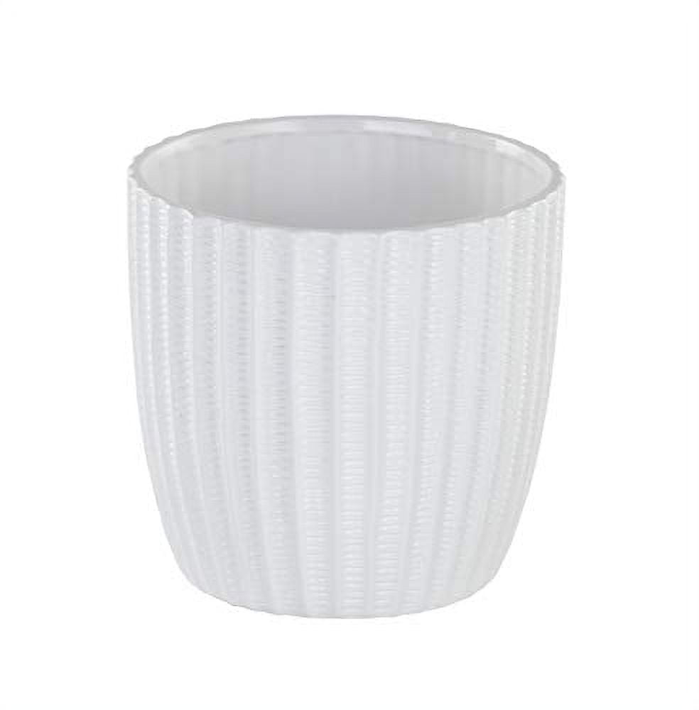 Napco 22113 Glazed Ceramic Ribbed Planter/Cache Pot, White - Walmart.com