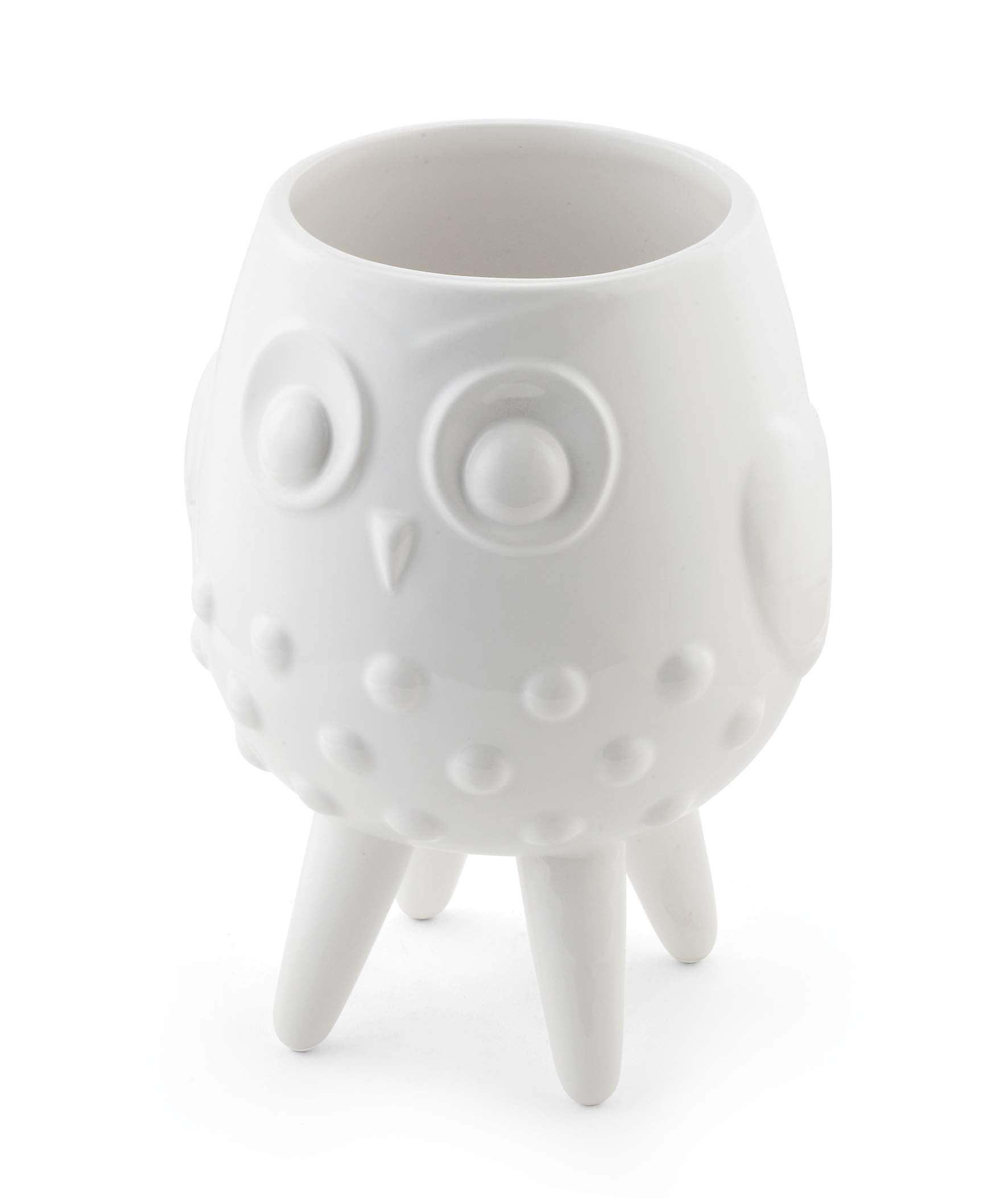 Napco 22142 Textured Ceramic Footed Planter/Cache Pot, White Owl ...