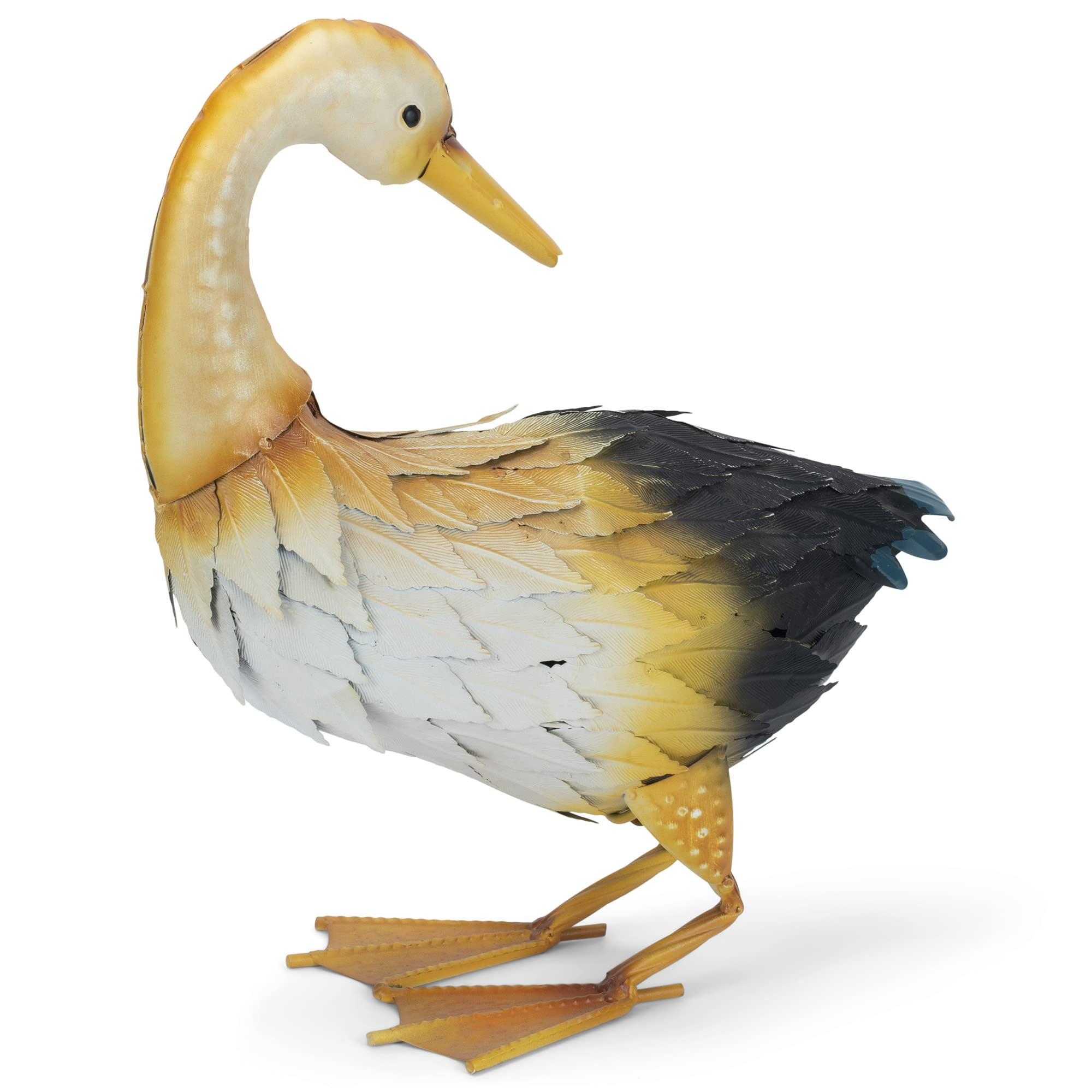 Napco Large Feathered Goose 14.75 Inch Tall Green Painted Metal Garden ...