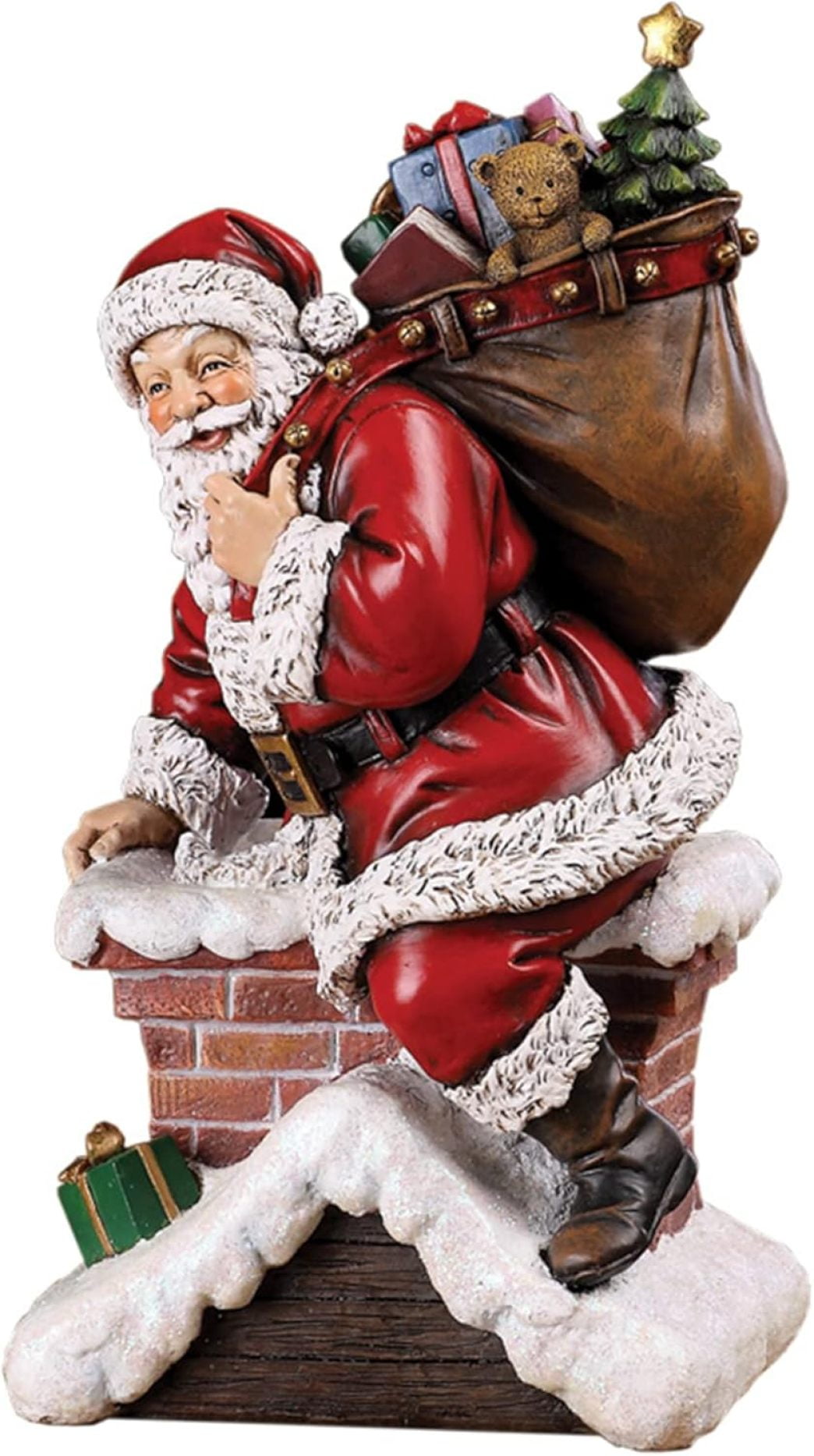 Napco Santa Claus Climbing Down the Chimney with Presents Resin ...