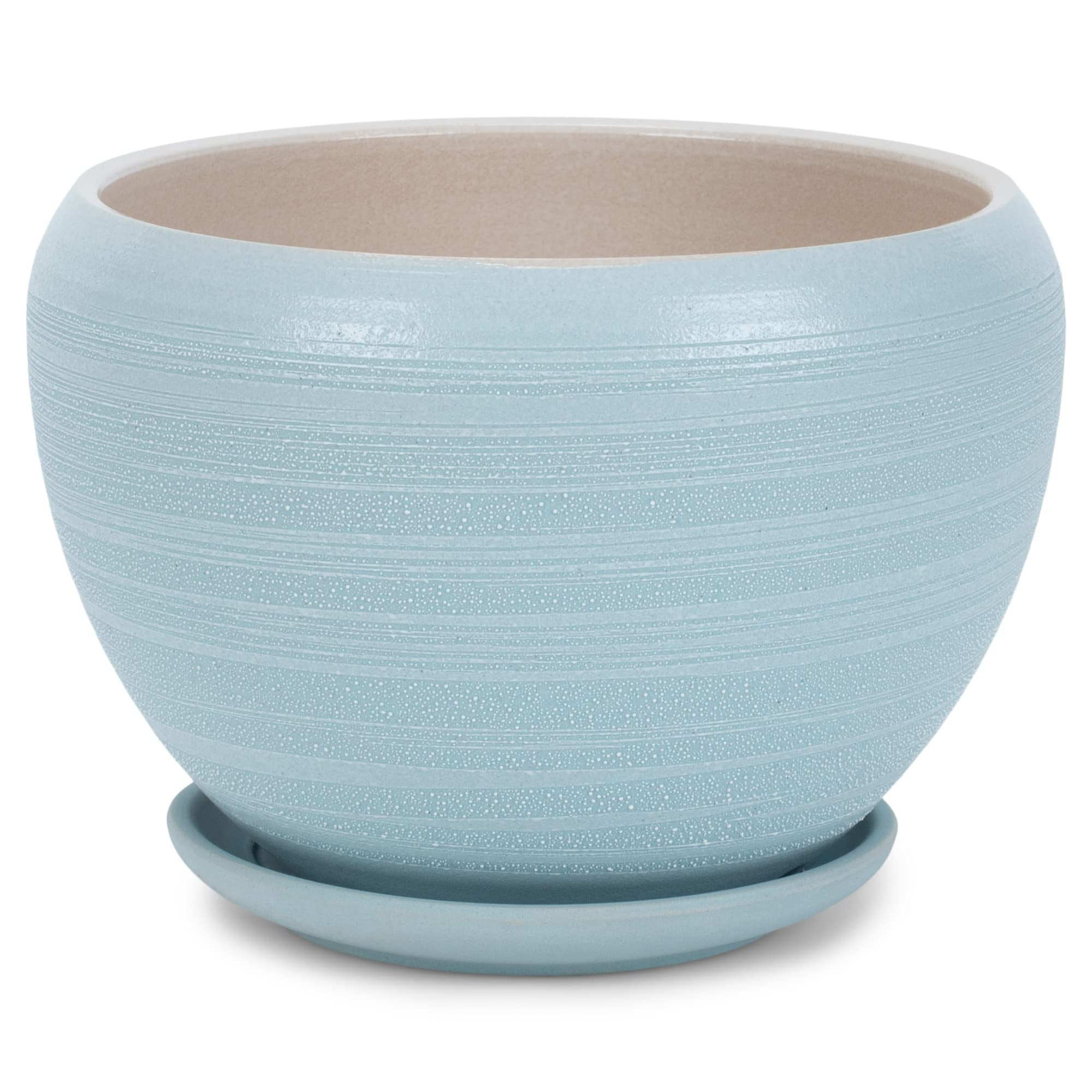 Napco Swirled Stripes Blue Ceramic Pot for indoor Plants Planter ...