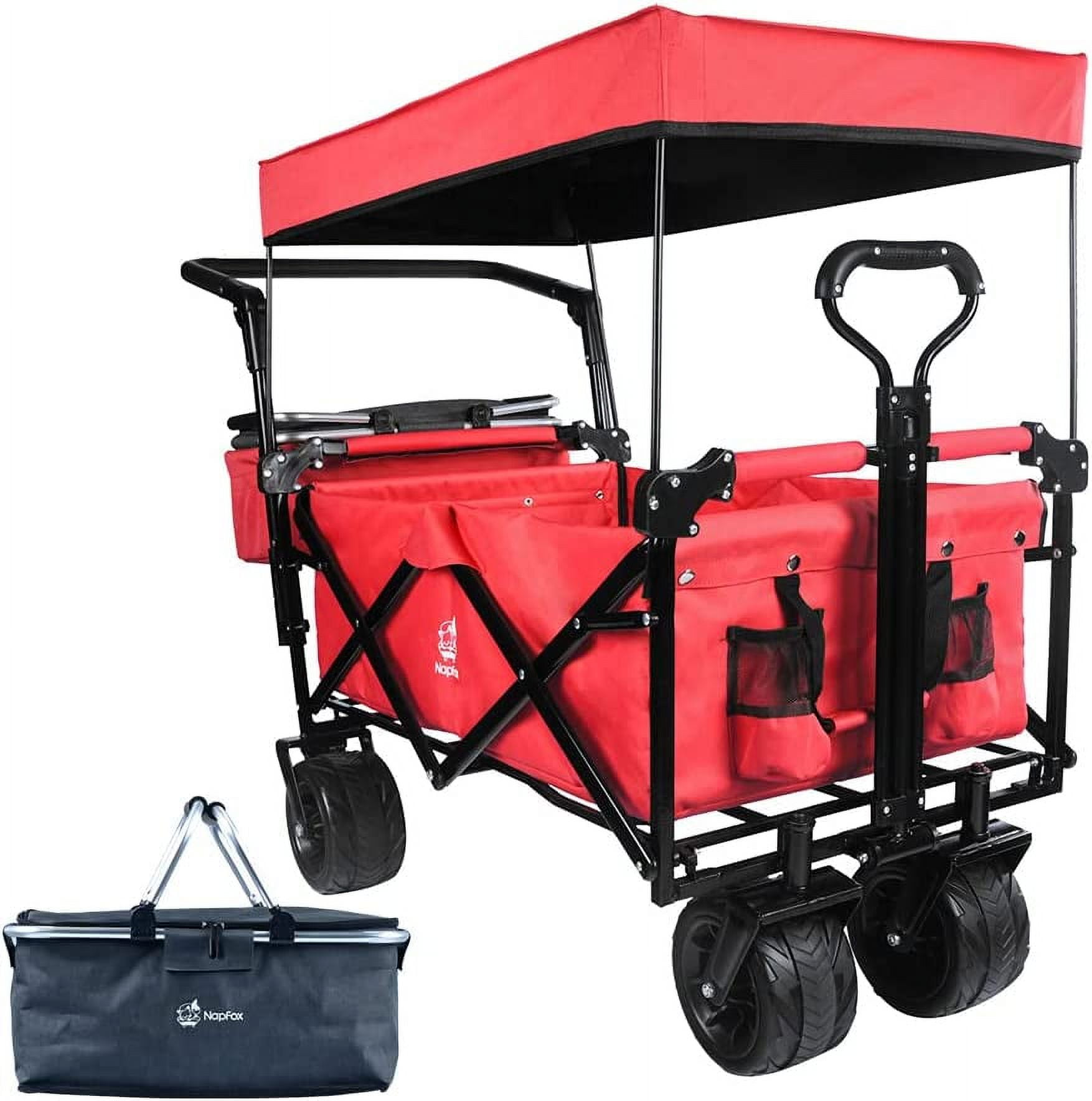 Napfox Collapsible Wagon Cart with Removable Canopy, 4" All Terrain ...