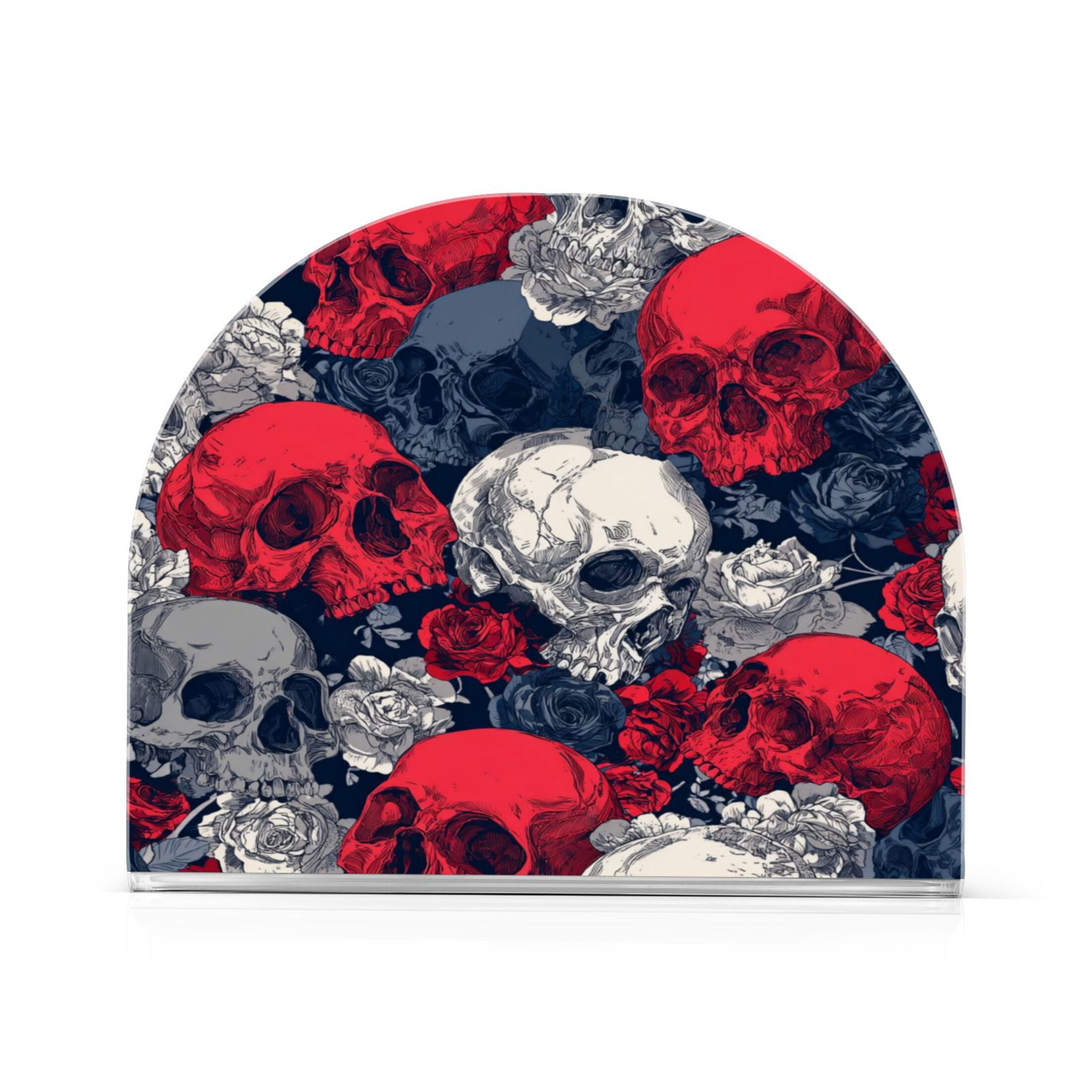 Napkin Holder For Table Kitchen Tissue Organization Red & White Skulls ...