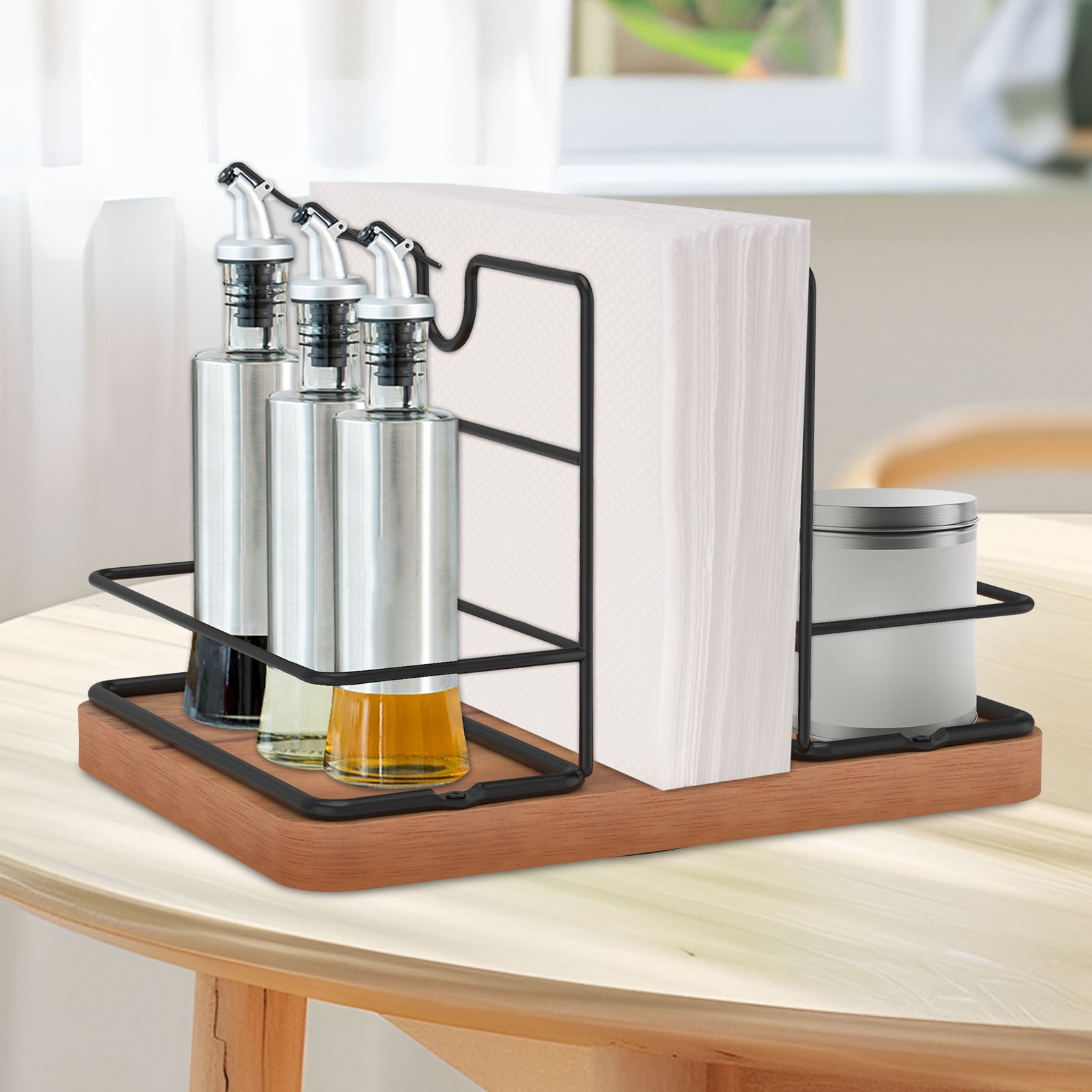Napkin Holder with Salt and Pepper Shakers Caddy Rotatable Napkin ...