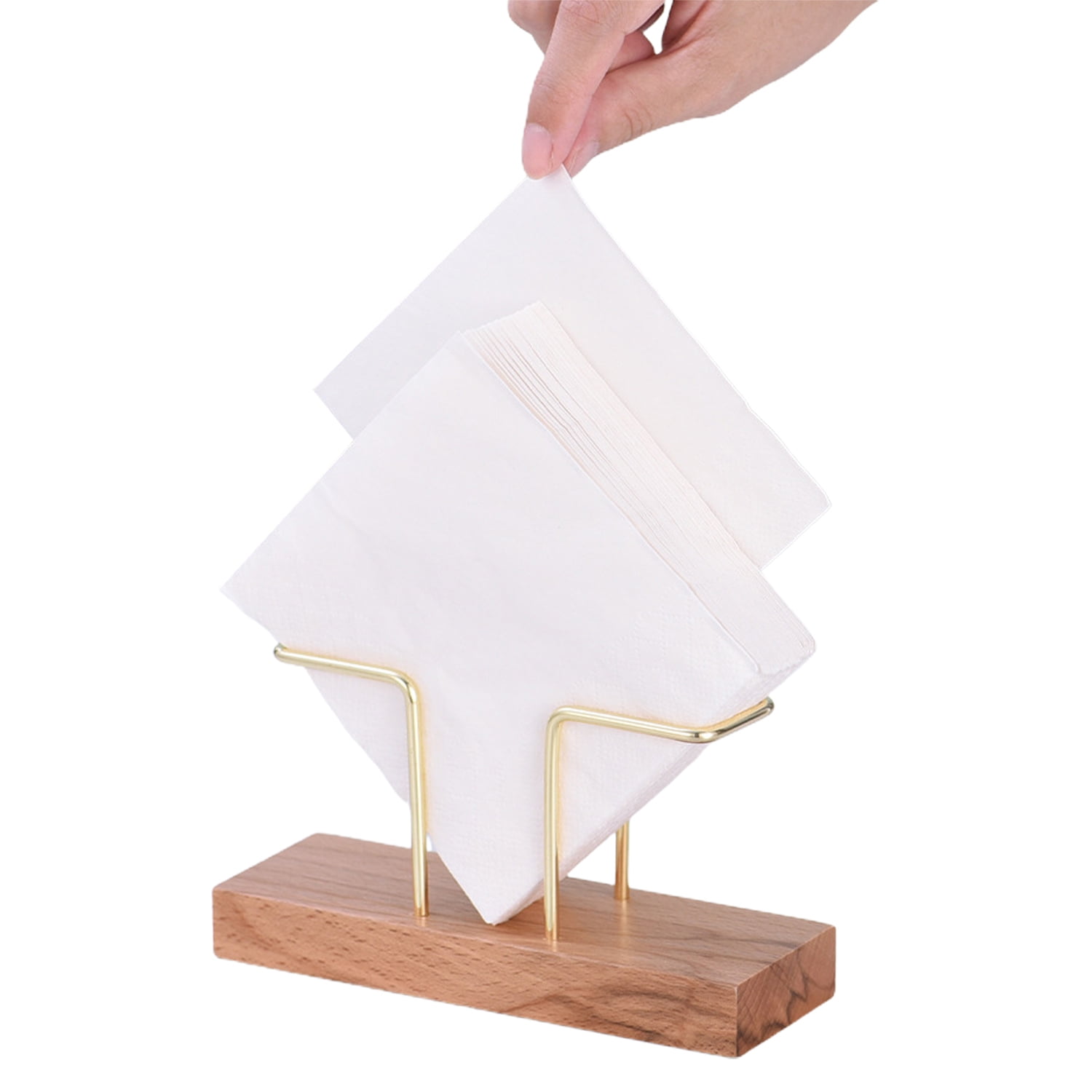 Napkin Holder for Table, Bamboo Iron Standing Napkin Dispenser for ...