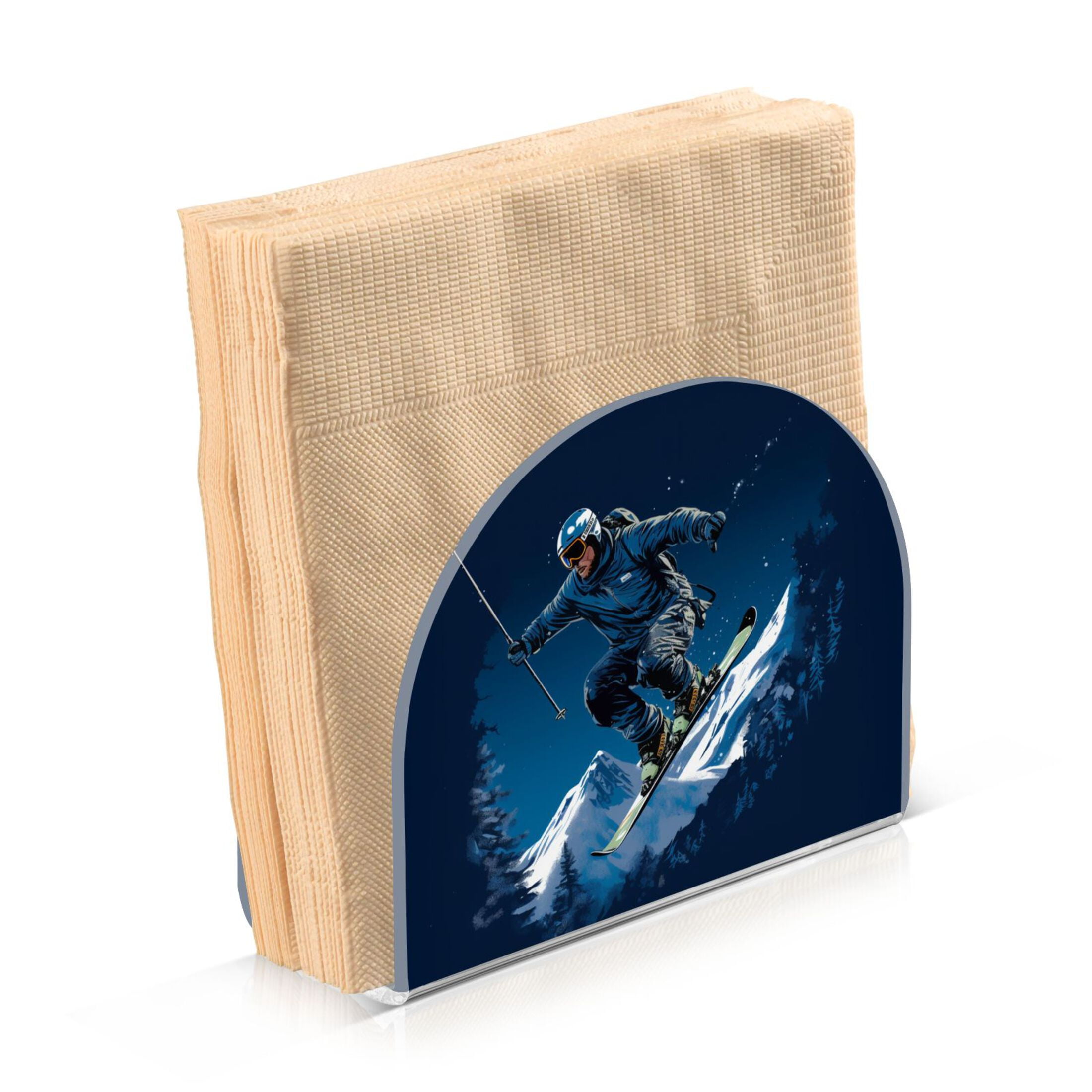 Napkin Holder for Table 2 Pcs Skier Flying in Air Acrylic Clear Tissue ...