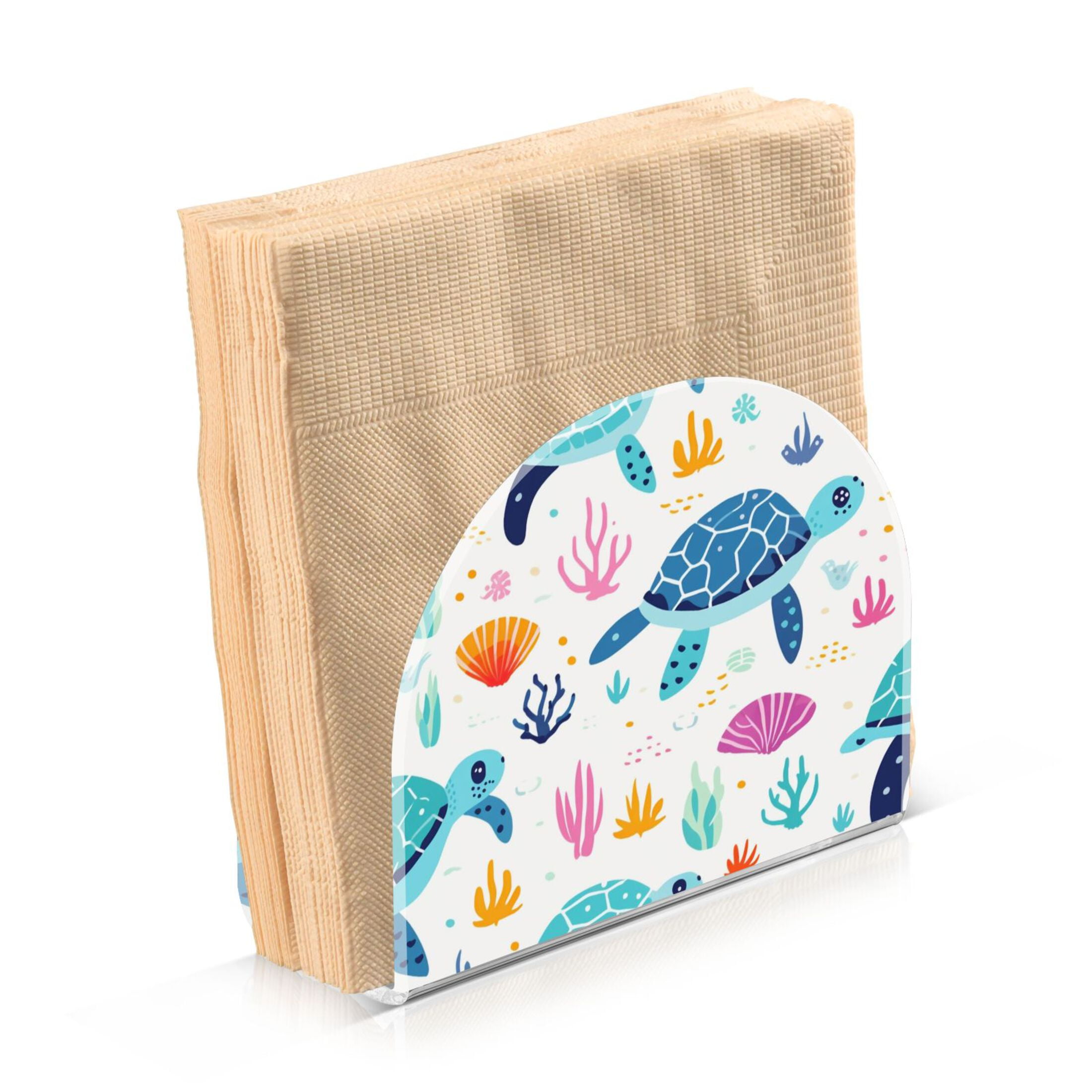 Napkin Holder for Table Cartoon Turtle Shells Seaweeds Acrylic Clear ...