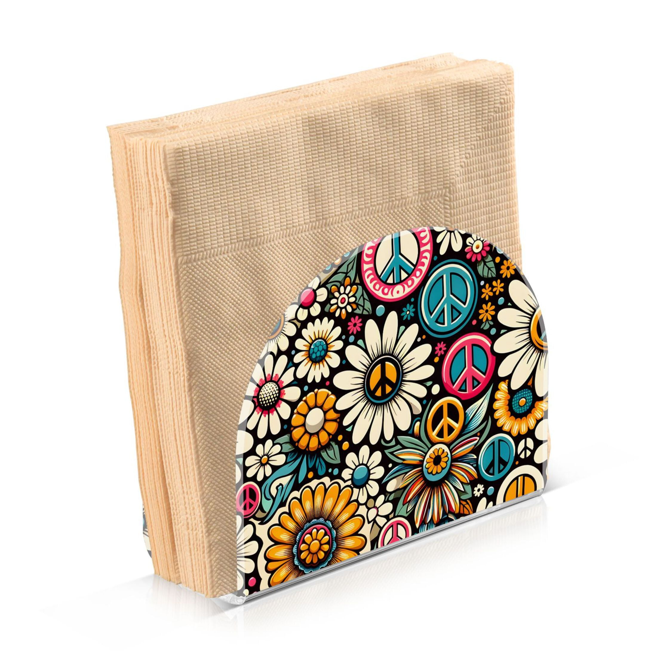 Napkin Holder for Table Daisy Flower and Peace Symbol Acrylic Clear ...