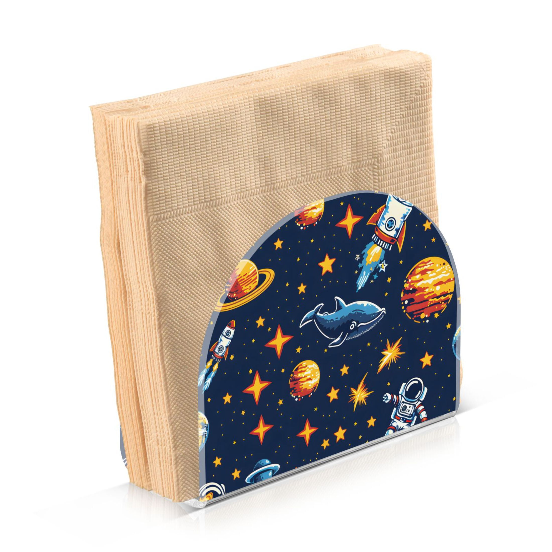 Napkin Holder for Table Space Stars Rocket Whale Acrylic Clear Tissue ...