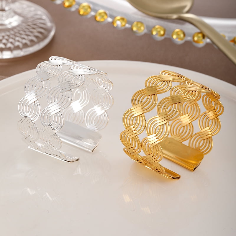 Napkin Rings 12 Pieces Handmade Wire Woven Gold/Silver Napkin Rings ...