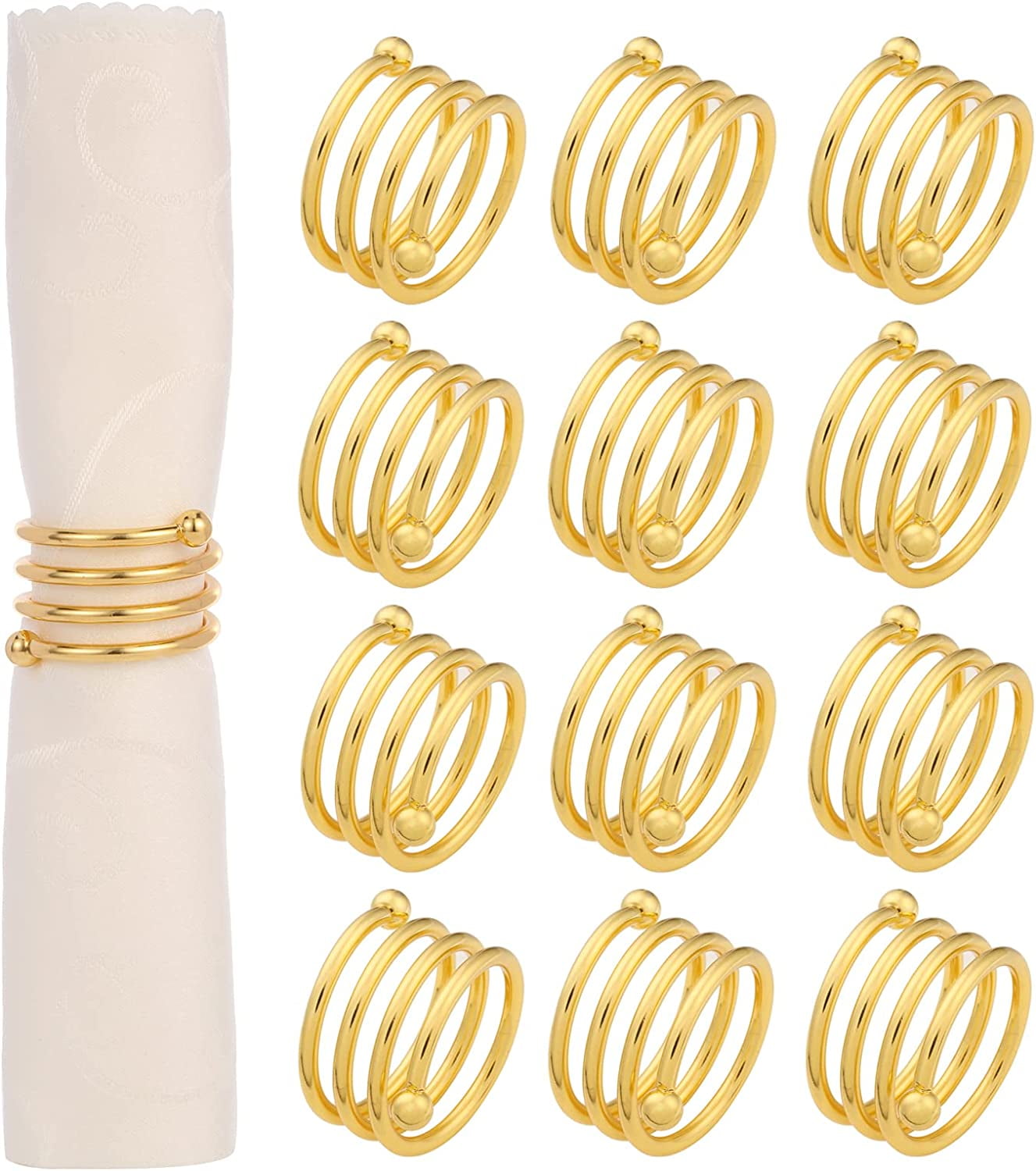 Napkin Rings Set of 12,Metal Spiral Napkin Rings Round Serviette Holder ...
