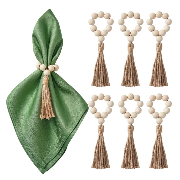 Napkin Rings Set of 6, Wooden Bead Napkin Rings for Table Decor for ...