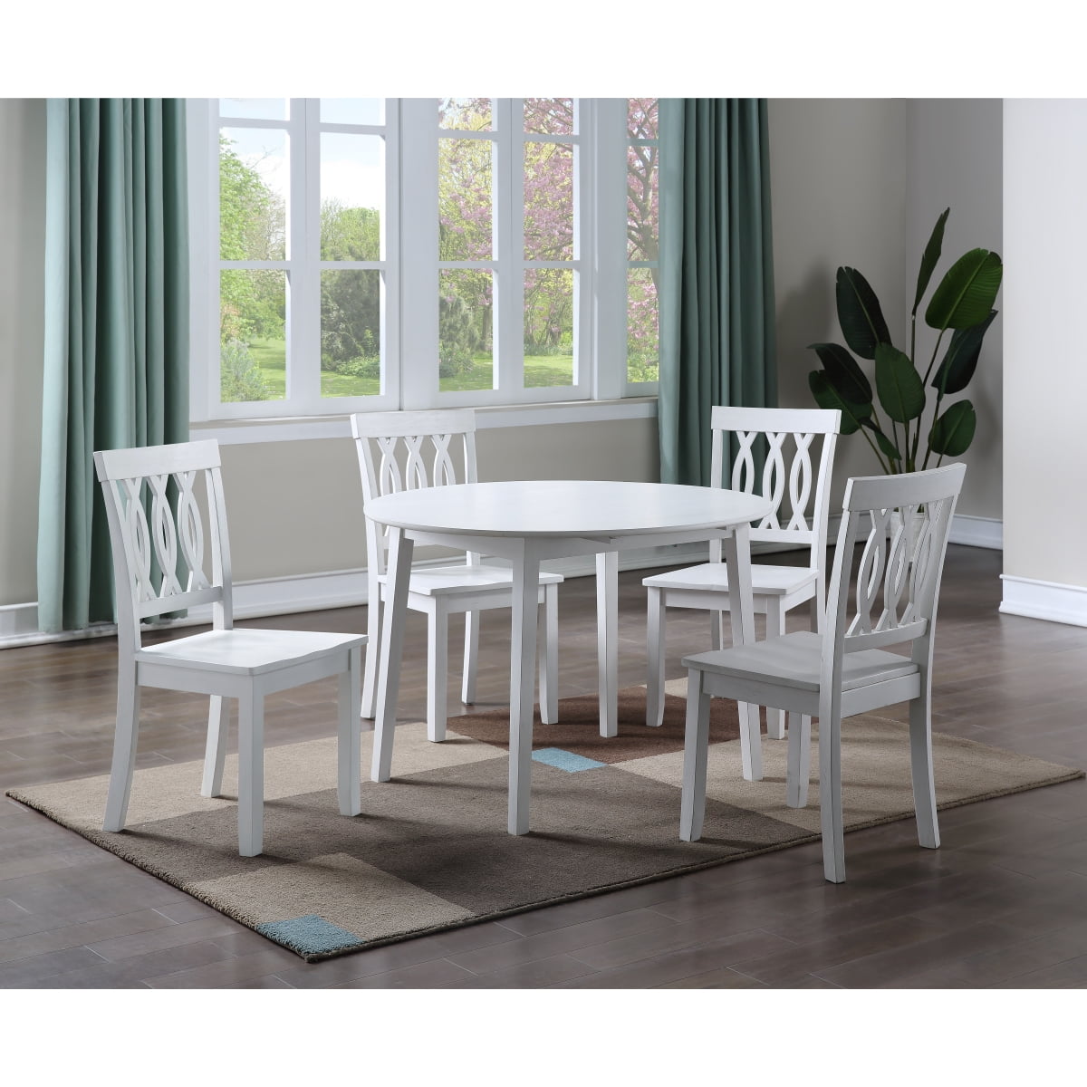 Naples 5-Piece Convertible Dining Set - Expandable Round Table & 4 ...