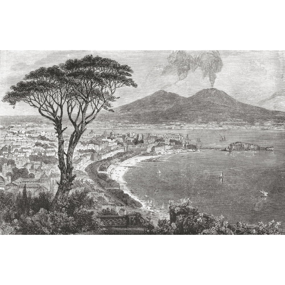 Naples And Mount Vesuvius, Italy In The Late 19th Century. From Italian ...