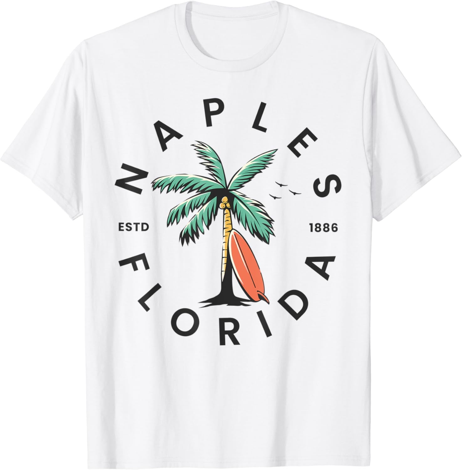 Naples Florida Beach Surf Summer Vacation T-Shirt - Walmart.com