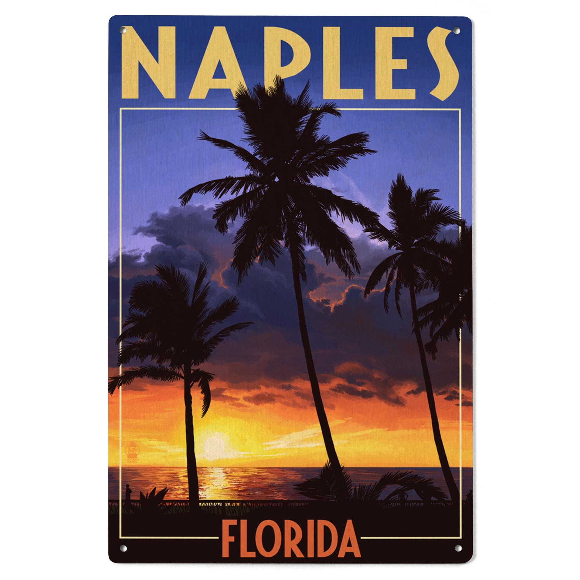 Naples, Florida, Palms and Sunset Birch Wood Wall Sign (6x9 Rustic Home ...