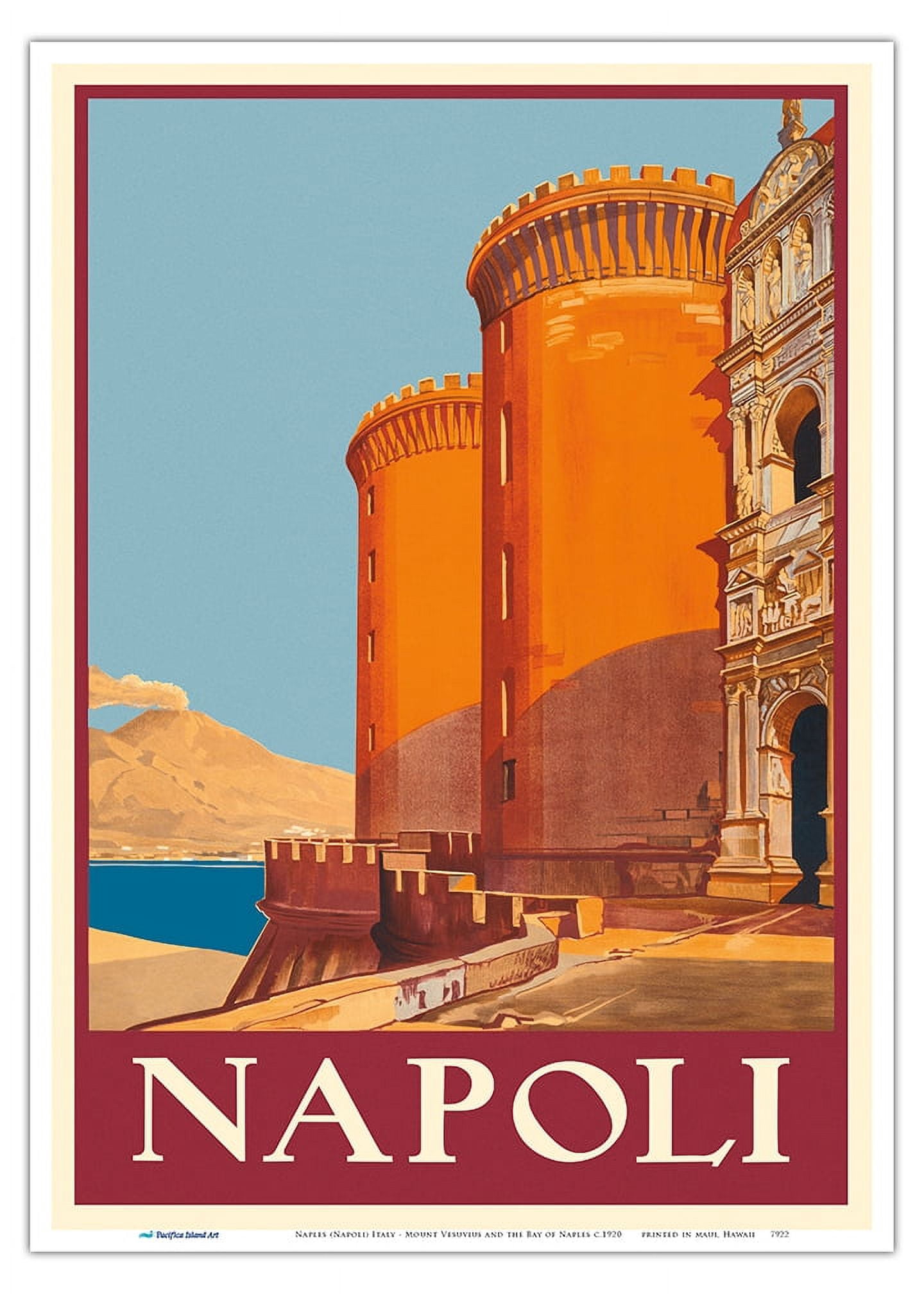 Naples (Napoli) Italy - Mount Vesuvius and the Bay of Naples - Vintage ...