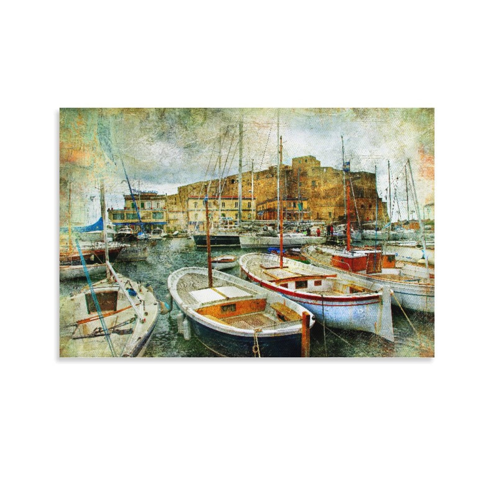 Naples Small Boats at Historical Italian Coast Heritage Castle Nautical ...