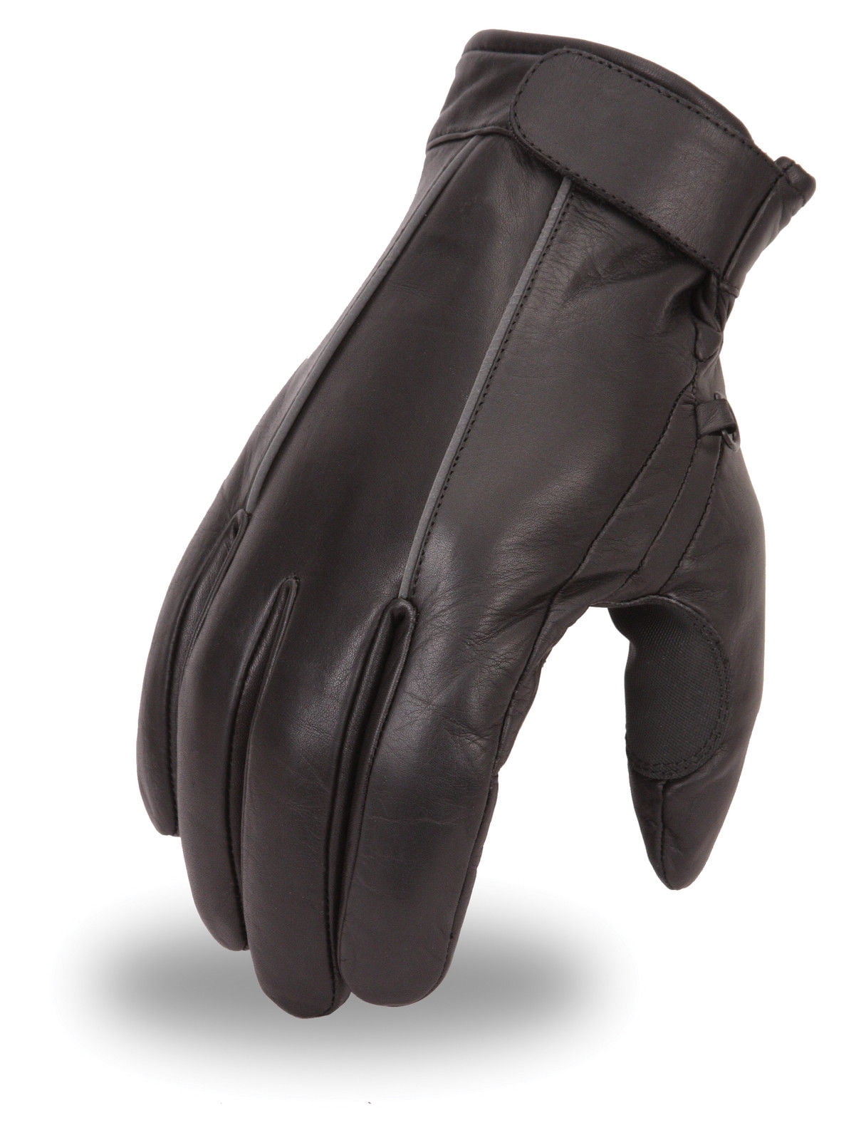 First Mens Leather Motorcycle Gloves w/Reflective Piping & Throttle ...
