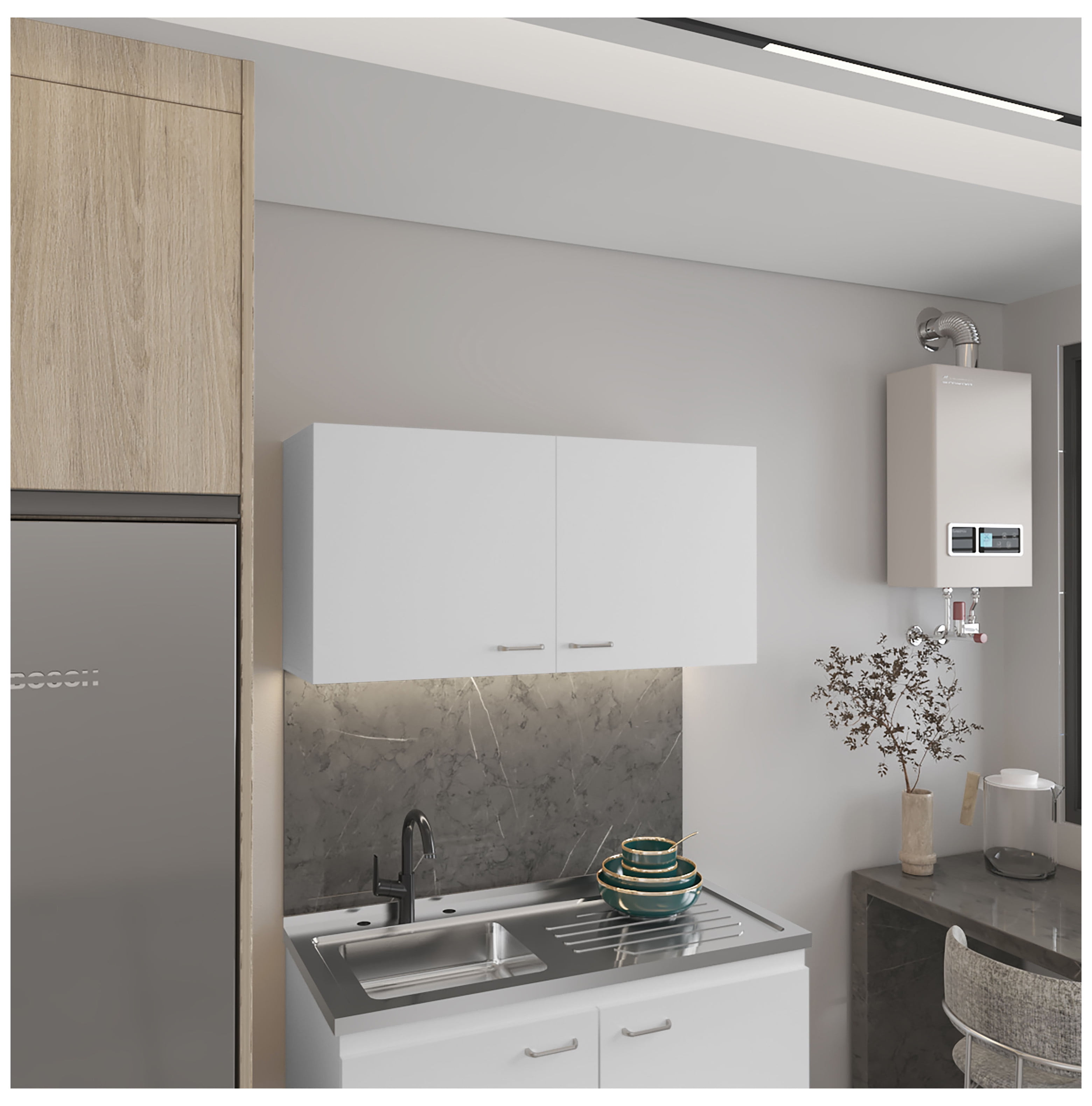 Napoles Wall Cabinet, Two Shelves, Double Door -White Wall Mounted + 1 ...