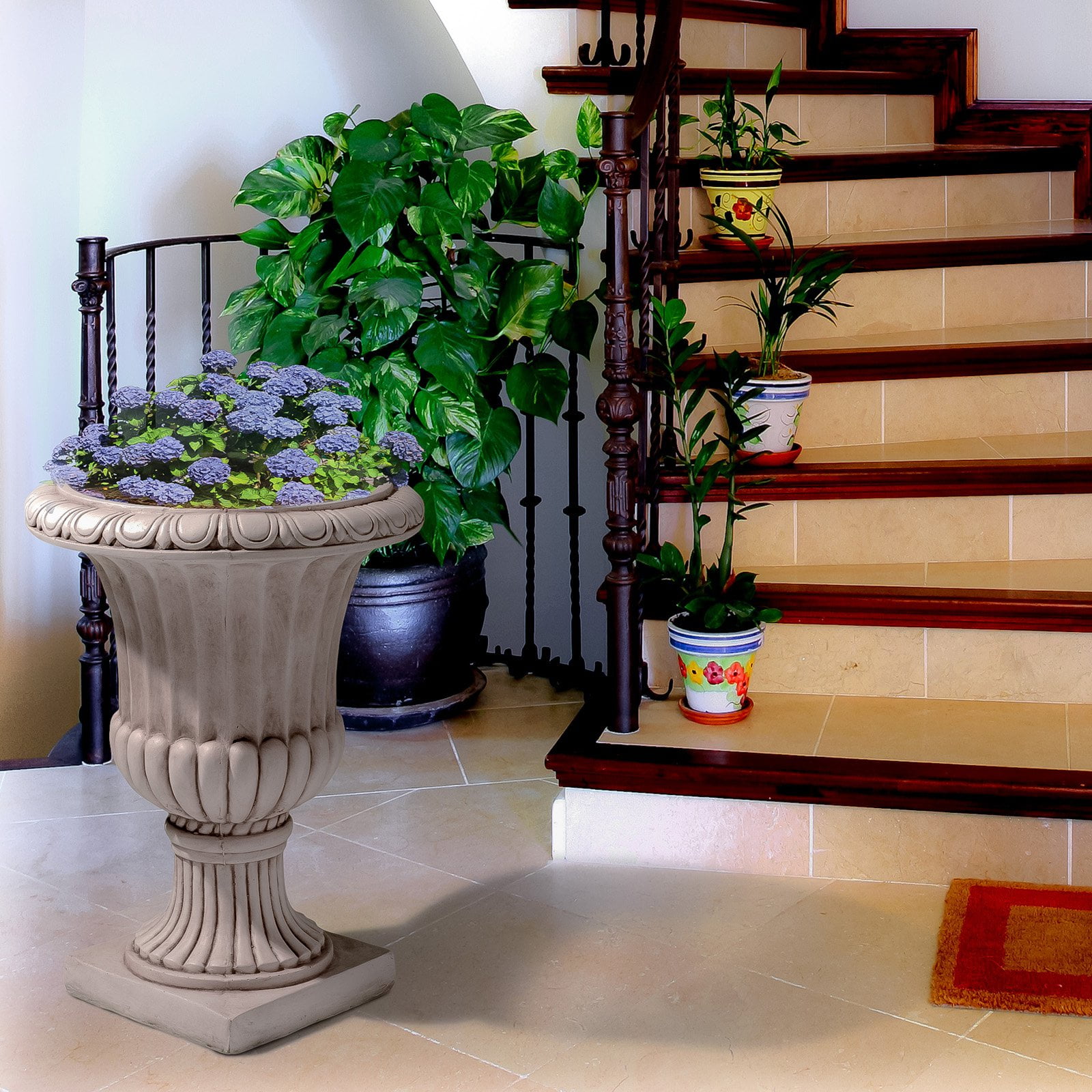 Napoli Antique White Stone Planter - Walmart.com