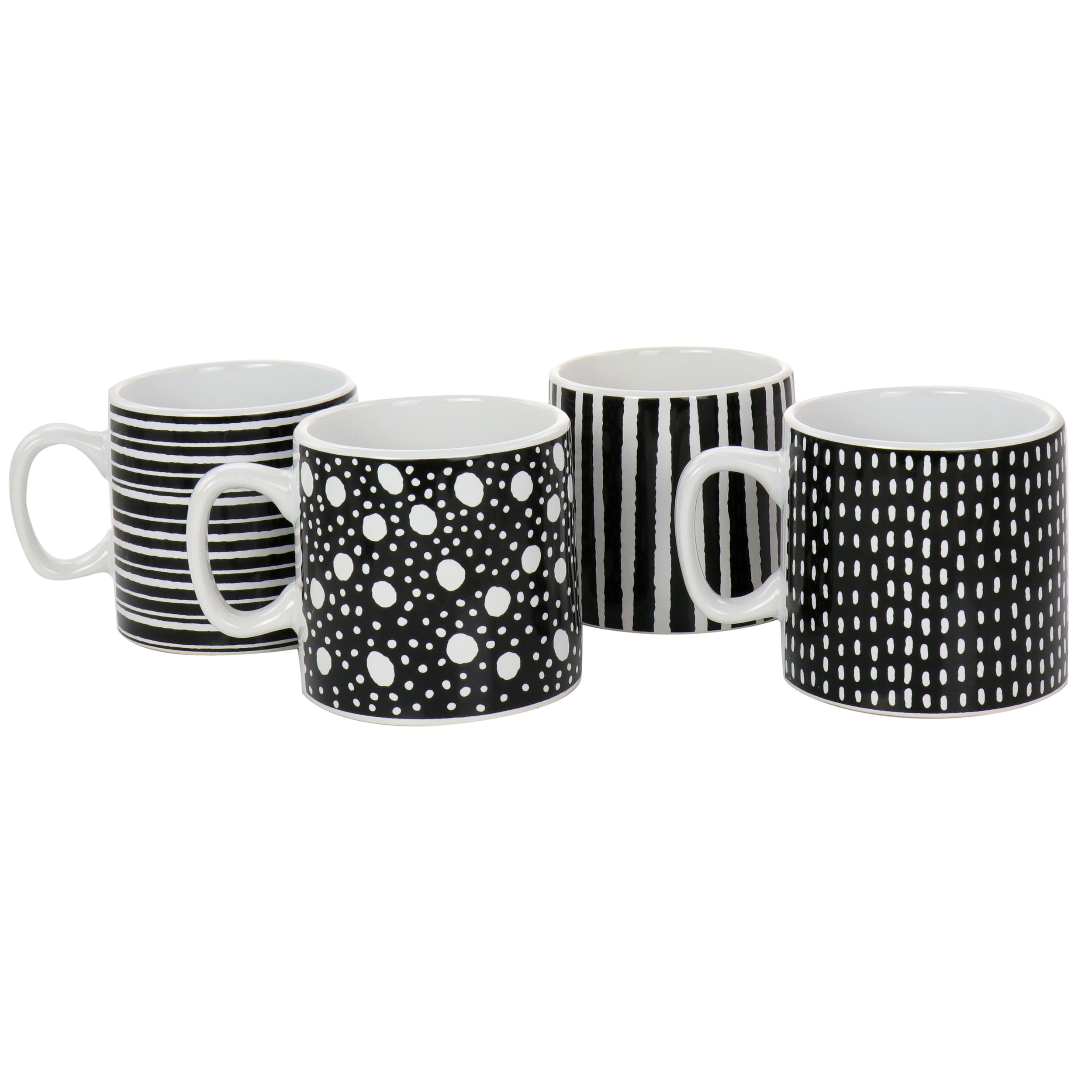 Napoli Caffe 4 Piece 17 Ounce Stoneware Assorted Mug Set in Black ...