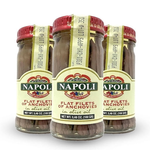 Napoli Foods Salted Anchovies in Olive Oil Flat Anchovy Fillets 3.48 Oz ...