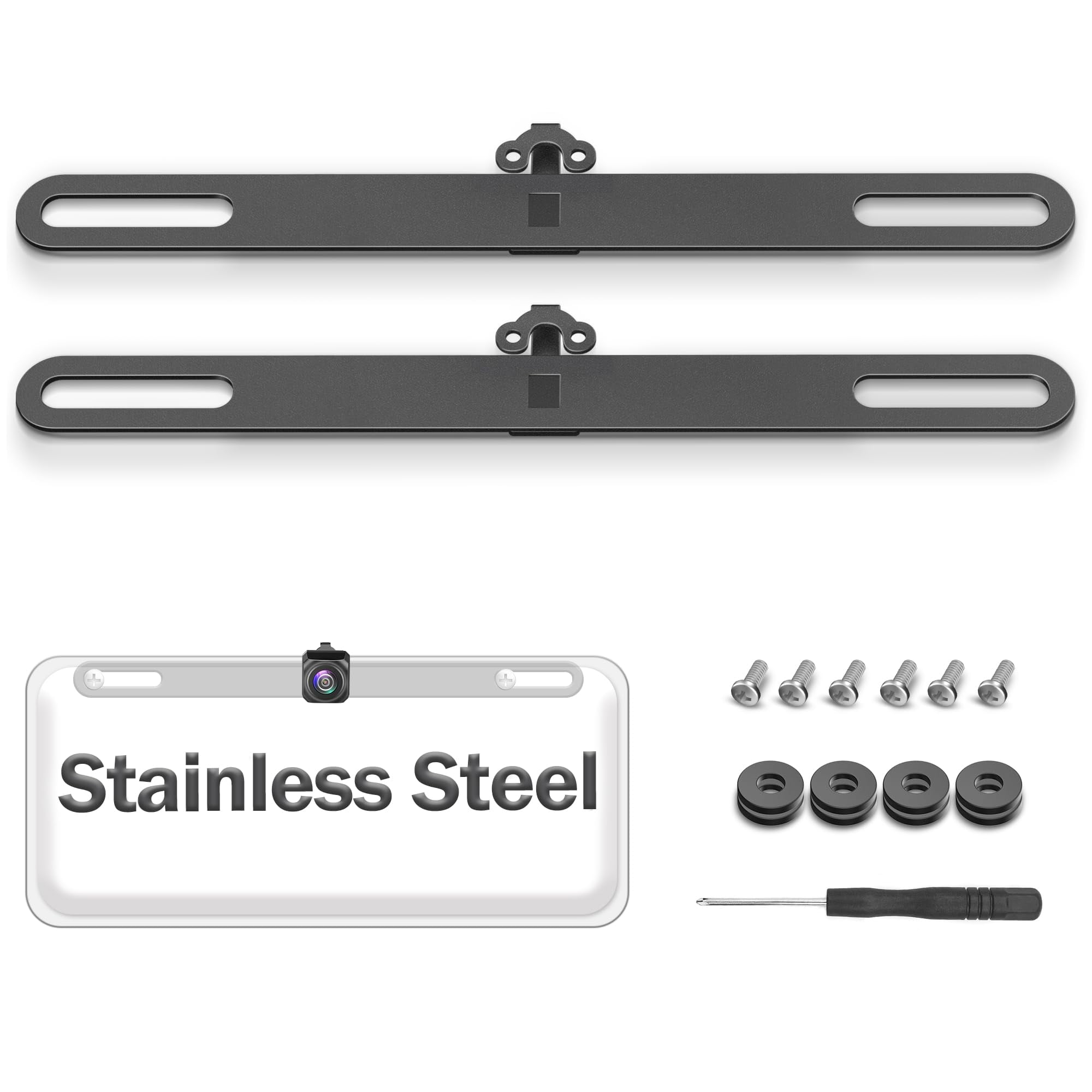 Naponal Stainless Steel Backup Camera License Plate Mount(2 Back Up ...