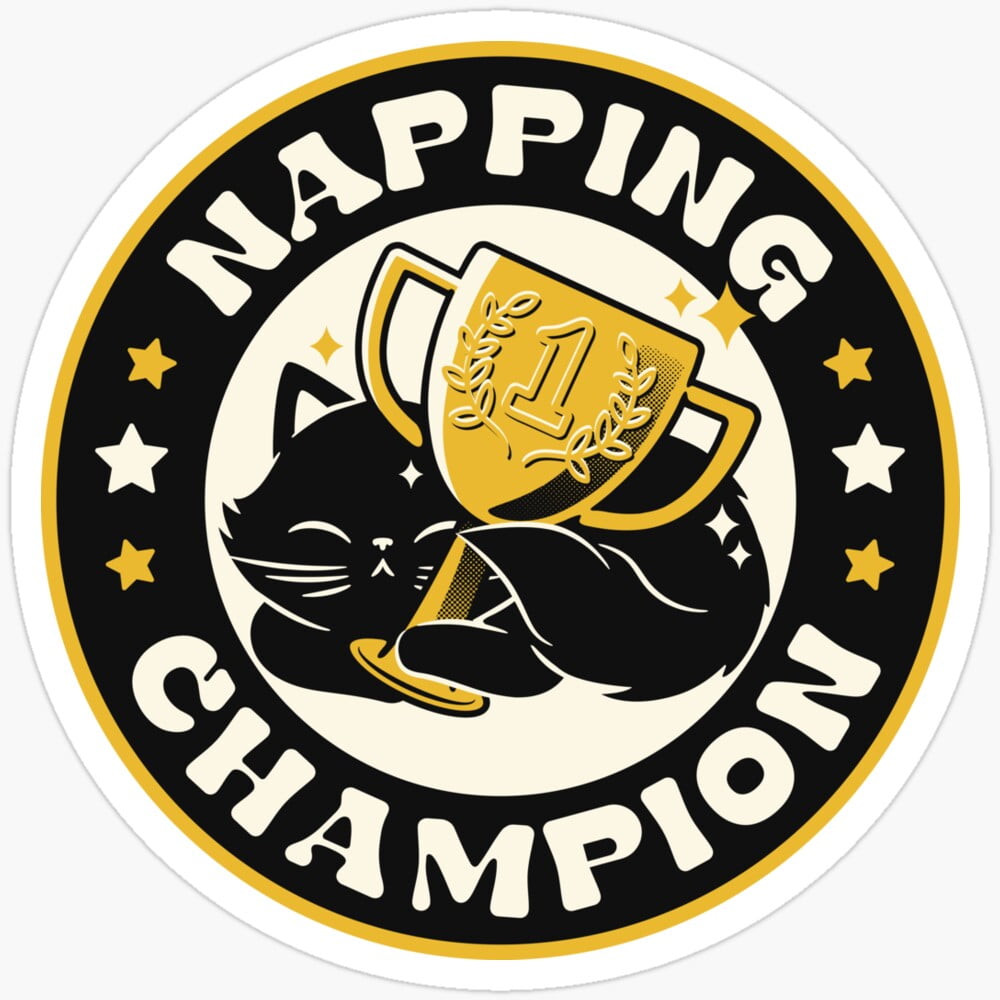 Napping Champion Cat Sticker Phone Decal Water Bottle Stickers Car ...
