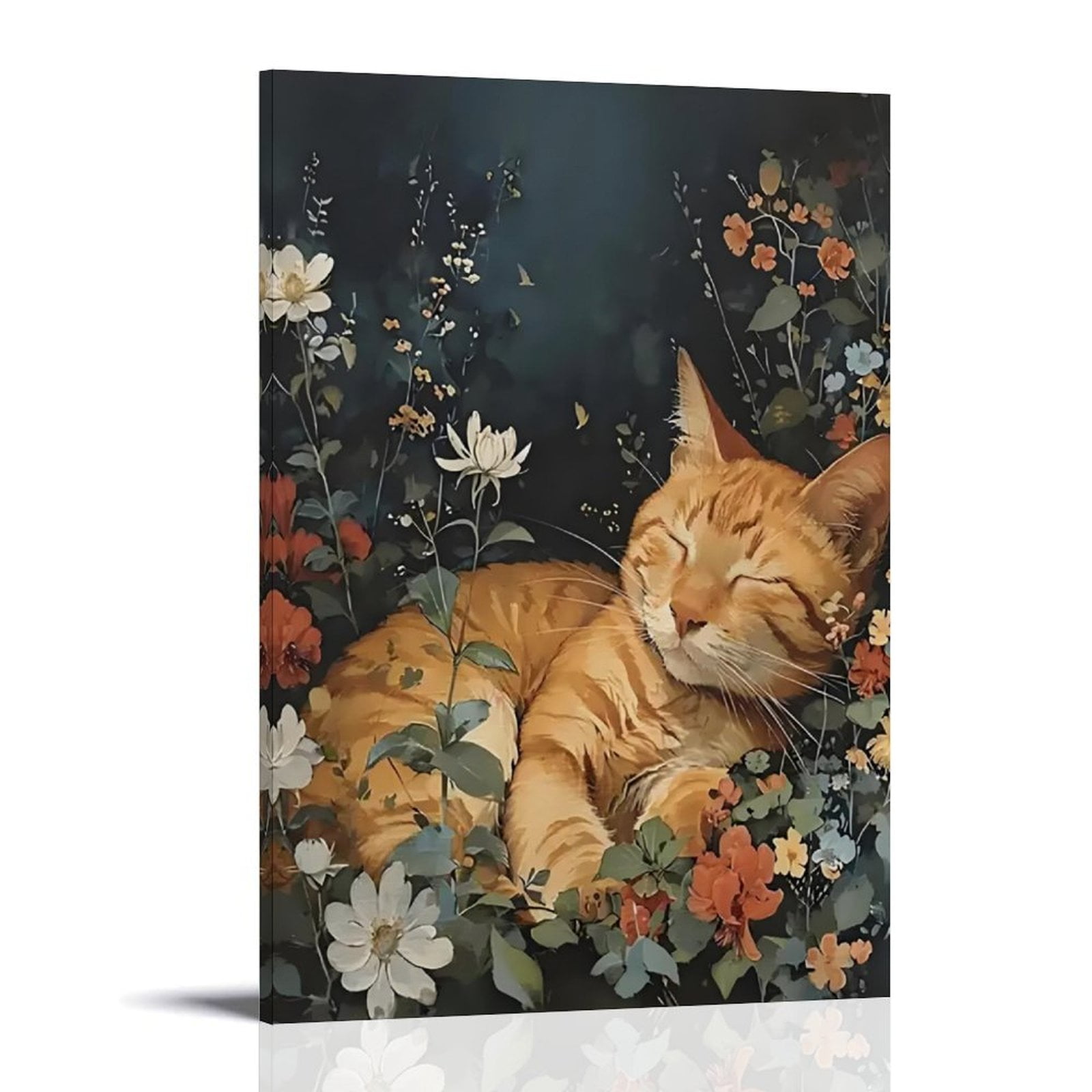 Napping Orange Tabby Cat Poster Canvas Wall Art Painting Living Room ...