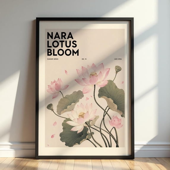 Nara Lotus Bloom Poster Japanese Lotus Flower Wall Art Japandi ...