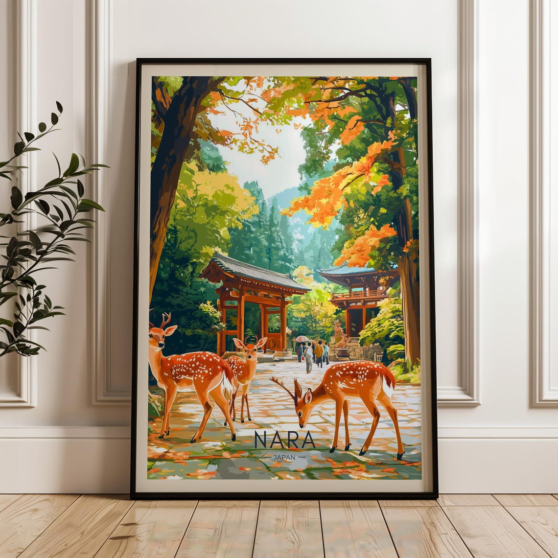 Nara Park Travel Print - Japan Wall Art Poster, Bowing Deer ...