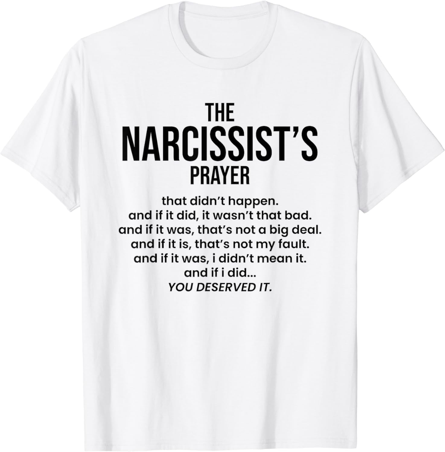 Narcissist's Prayer Narcissistic Abuse Awareness Survivor T-Shirt ...