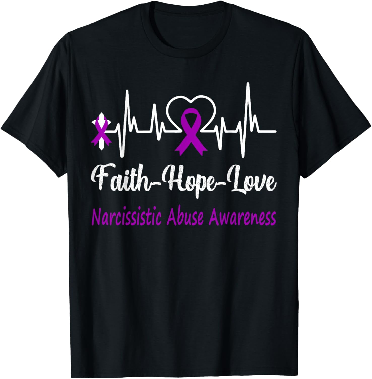 Narcissistic Abuse Awareness Faith Christian Cross Purple T-Shirt ...