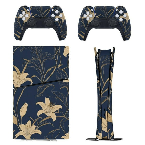 Narcissus Dark Blue Console Skin Bundle for PS5 Pro Slim Disc & Digital ...