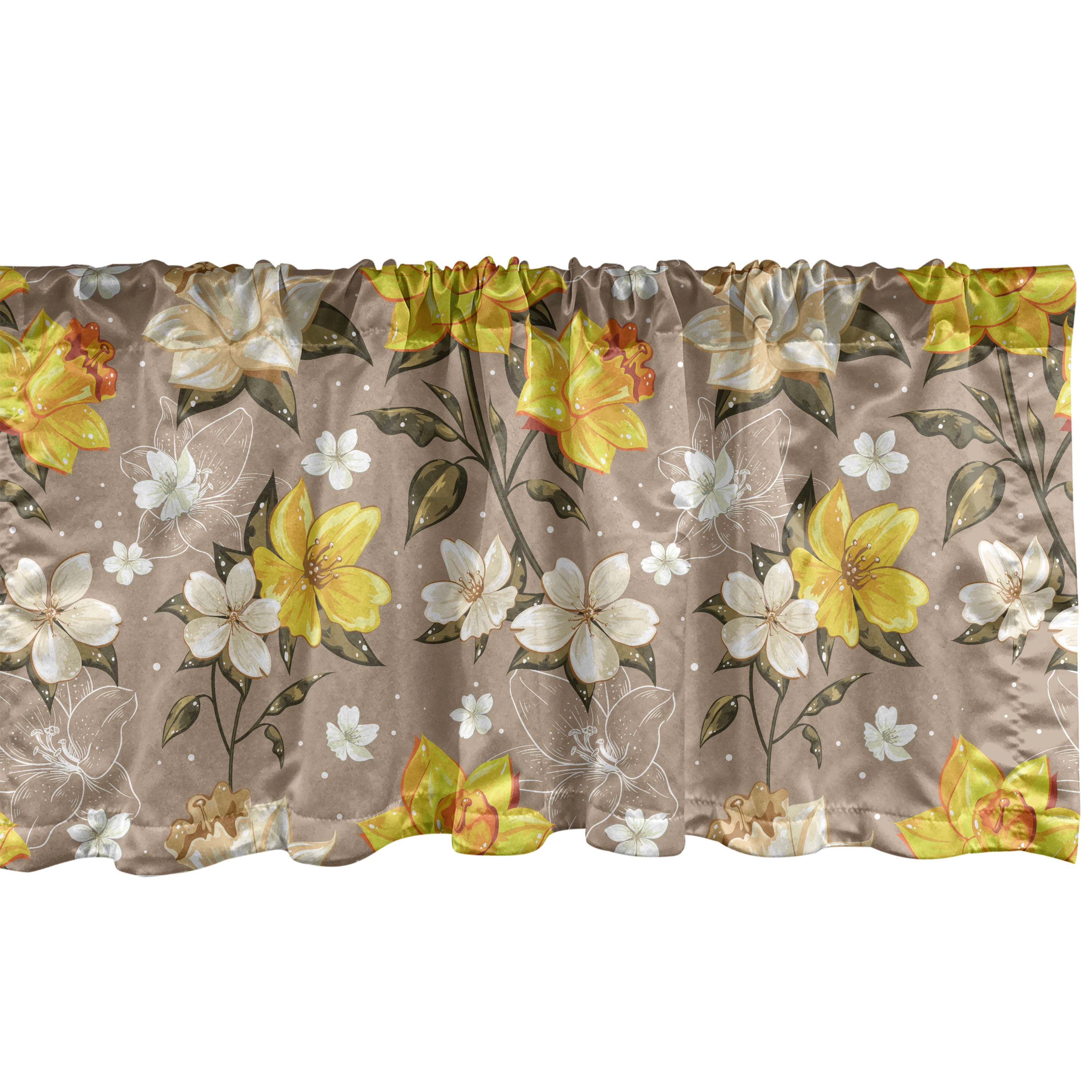 Narcissus Window Valance, Autumn Romance Themed Garden Scene Floral ...