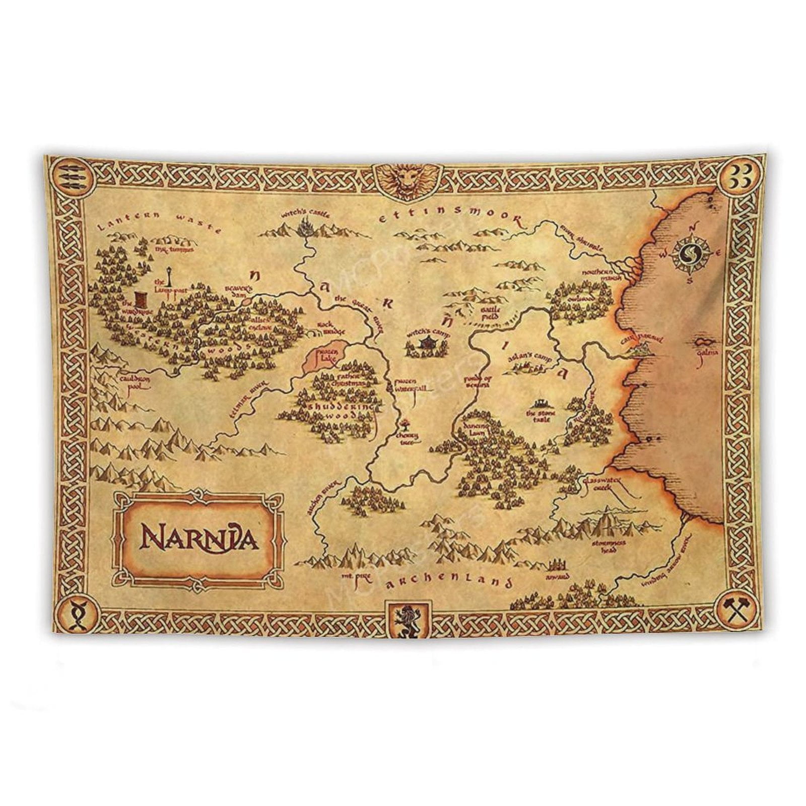 Narnia Map Poster Art Japanese Anime Tapesty Wall Tapestry Cartoon ...