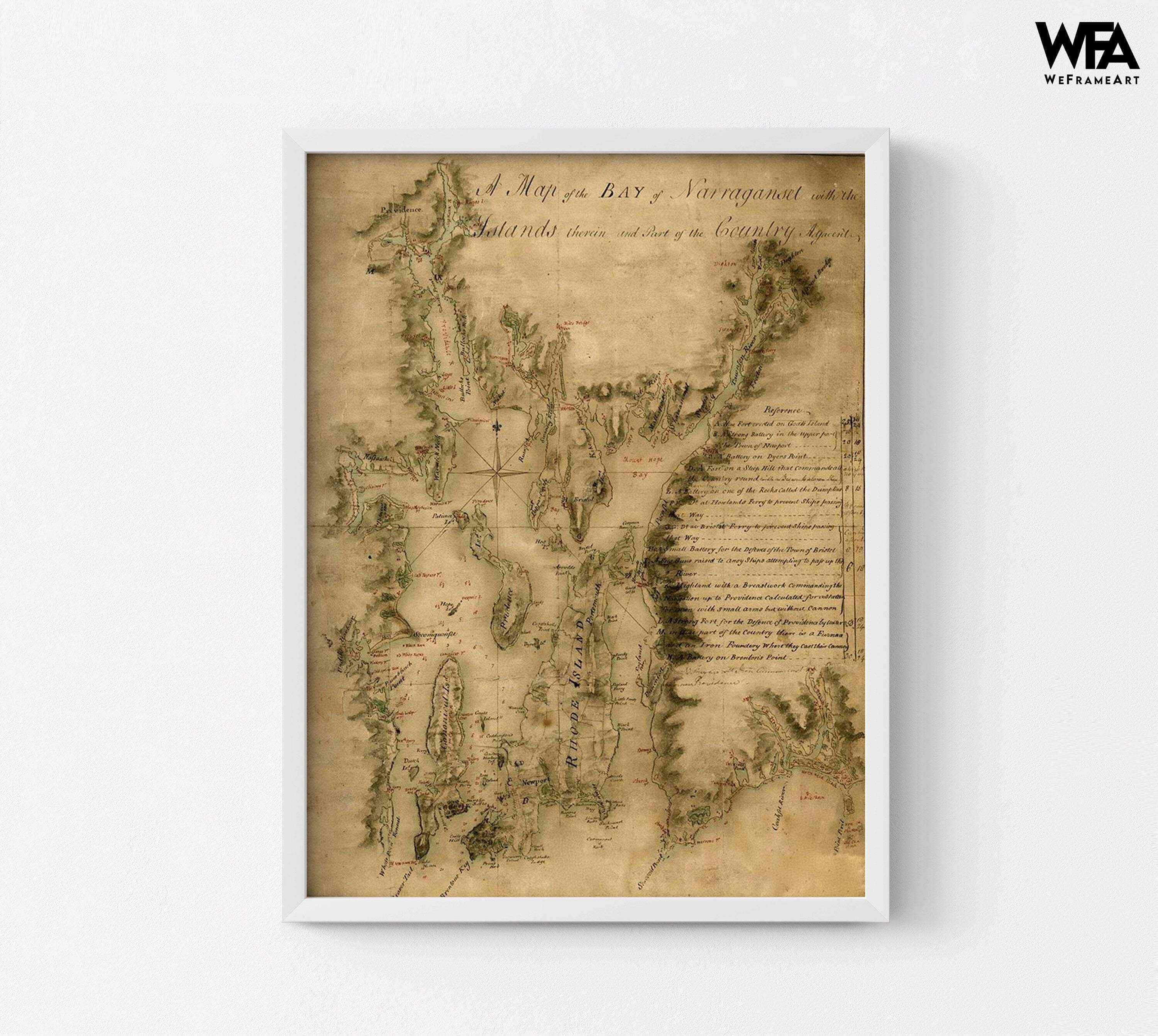 Narragansett Bay 1777, Rustic House Art, Cabin Wall Decor, Living Room ...