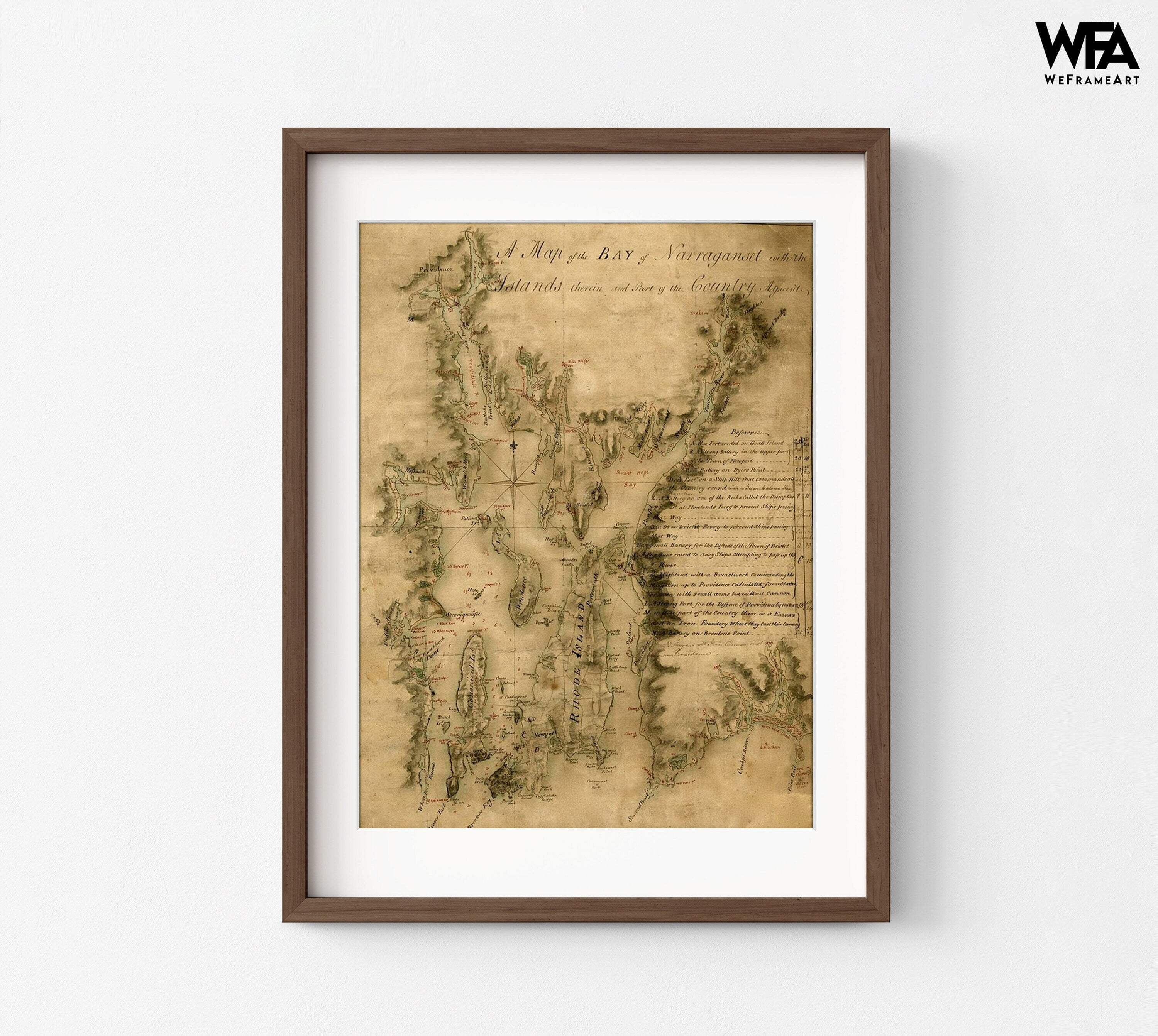 Narragansett Bay 1777, Rustic House Art, Cabin Wall Decor, Living Room ...